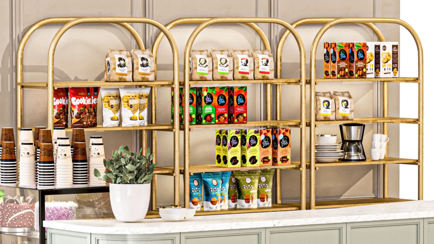 Coffee point in classic style with desserts and sweets 3D model | CGTrader