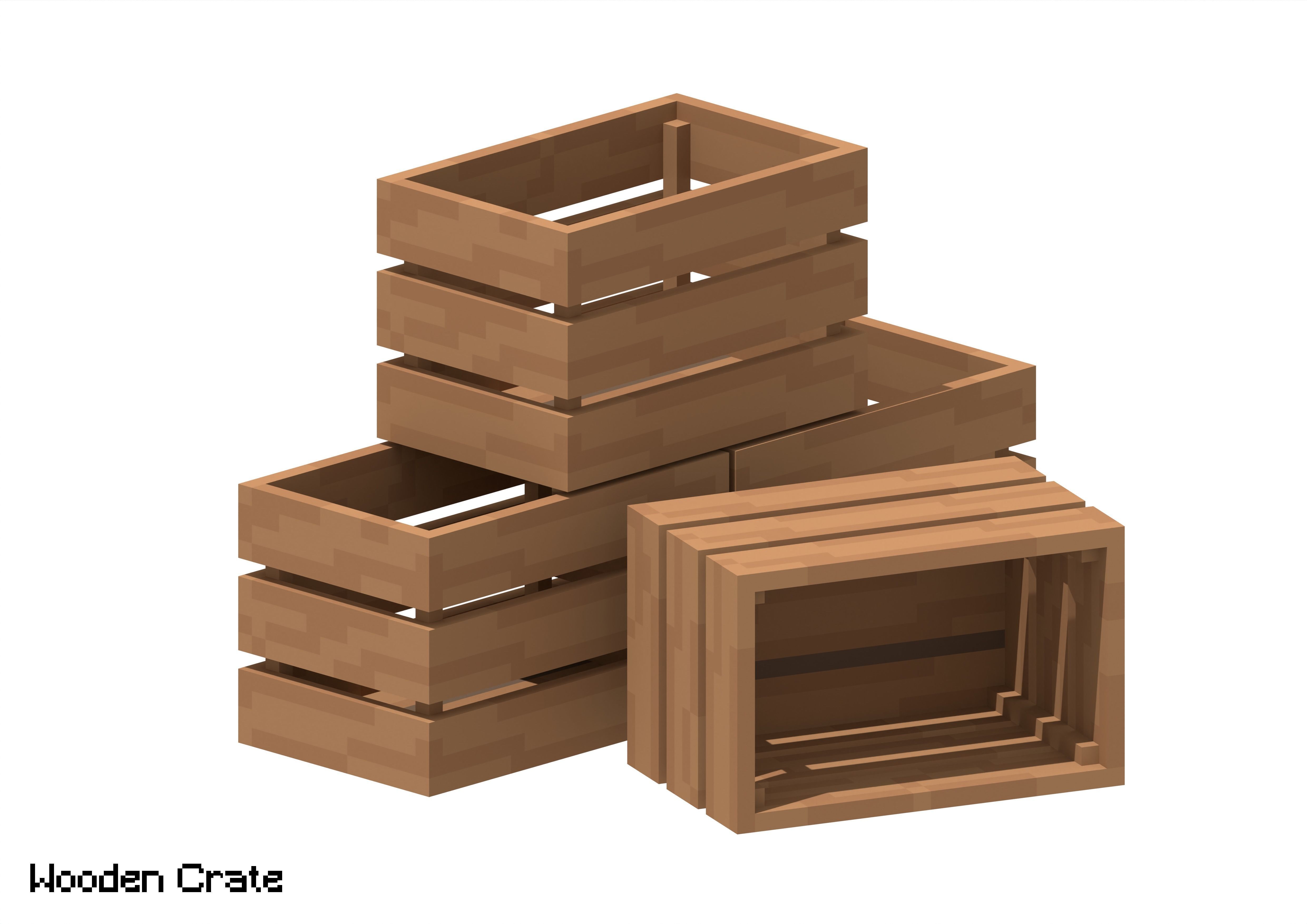 Voxel Wooden Crate 5 free 3D model | CGTrader
