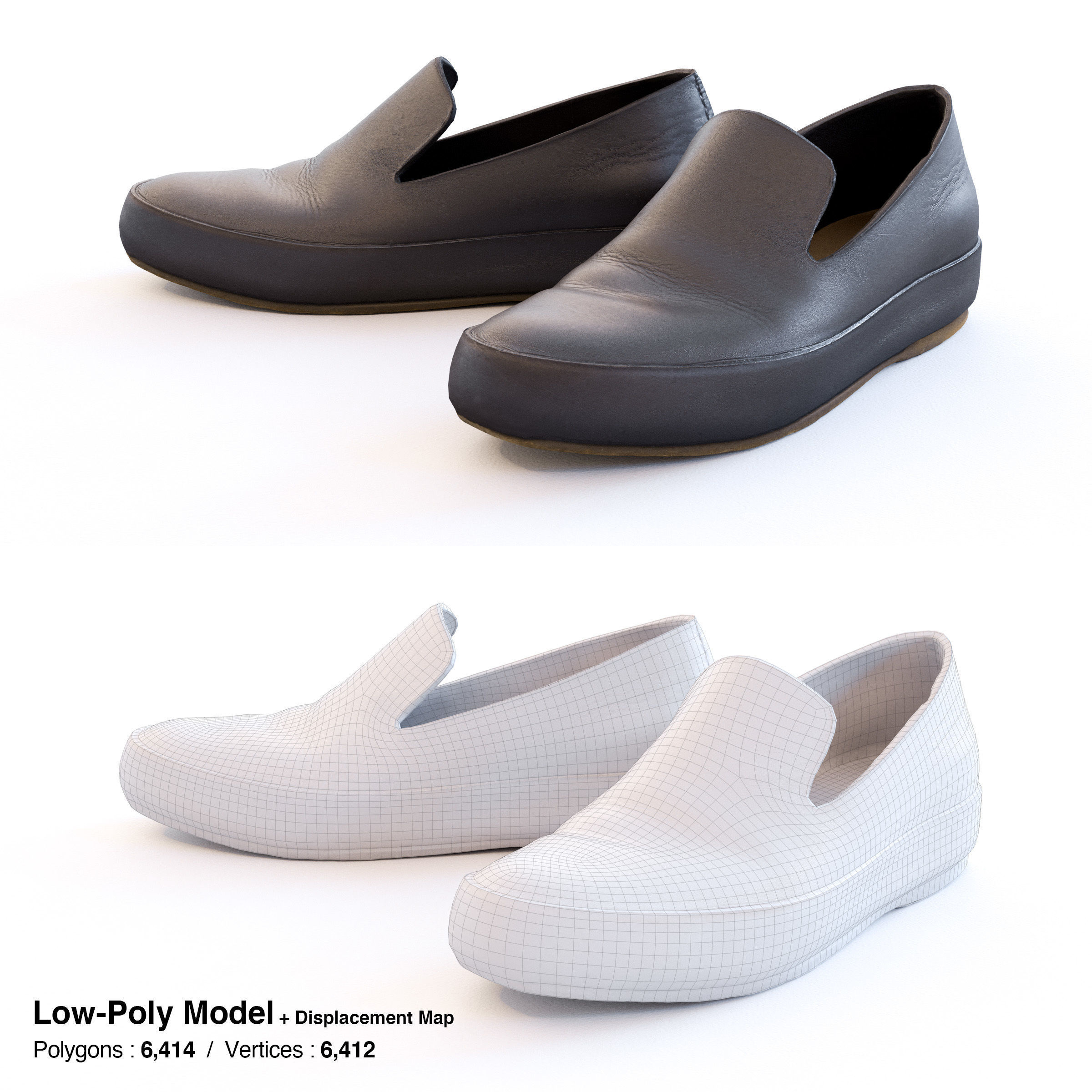 3D model Leather Slip-on Shoes VR / AR / low-poly | CGTrader