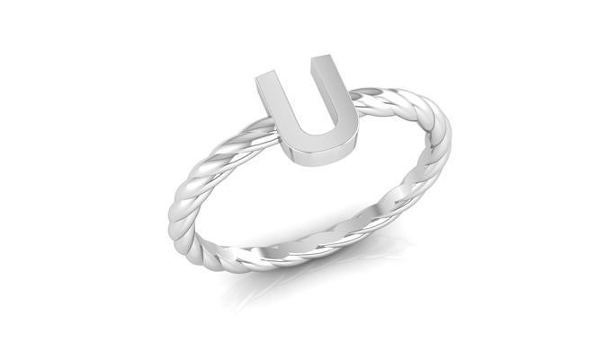Alphabet Rope Ring U 3D model 3D printable | CGTrader