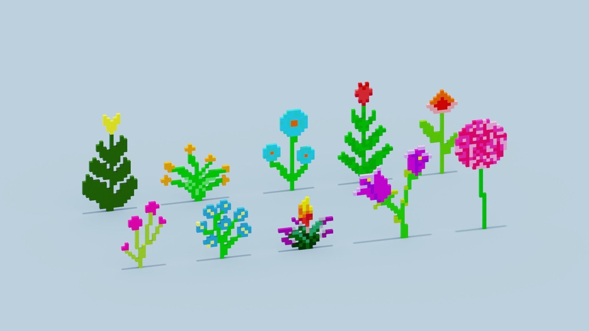 3D model Minecraft Flowers VR / AR / low-poly | CGTrader