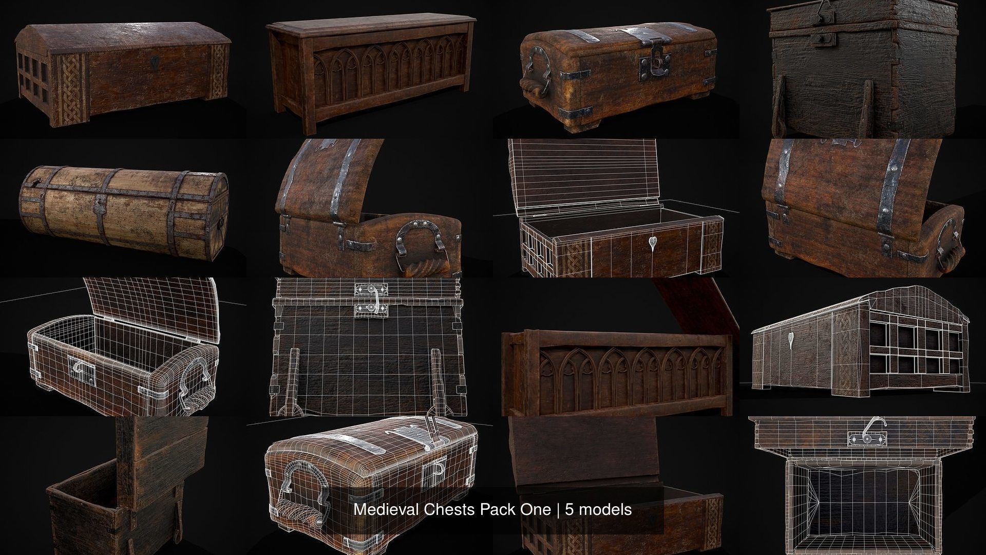 3D Model Collection Medieval Chests Pack One VR / AR / low-poly | CGTrader