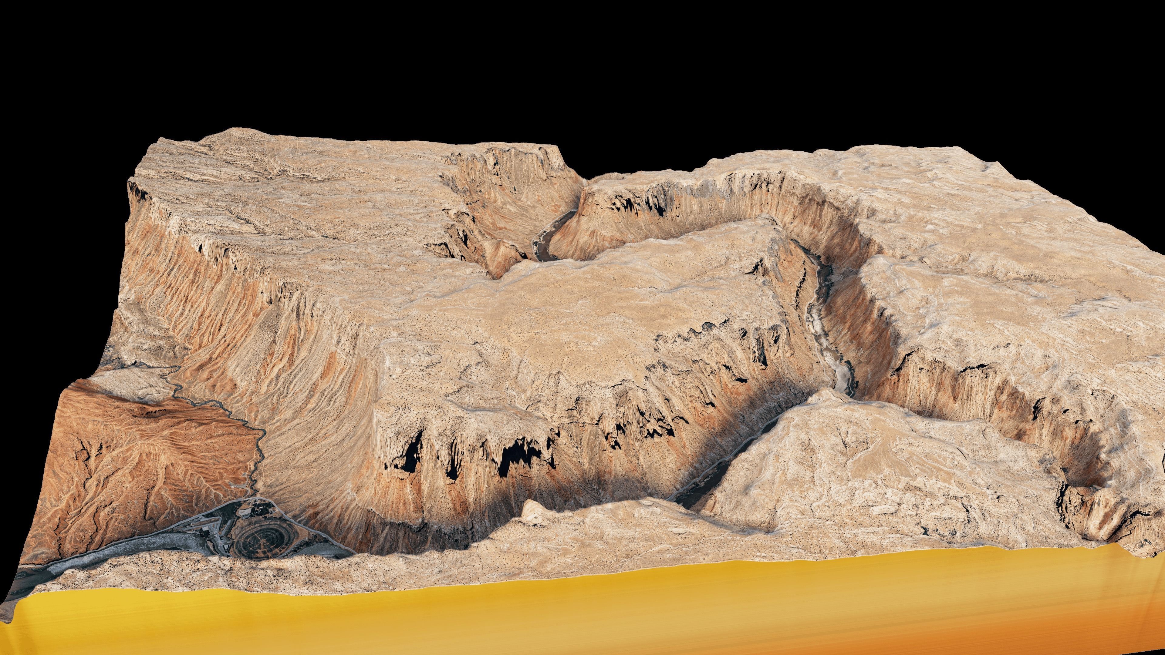 meandering canyon and the Colorado River flows beneath it 3D model ...