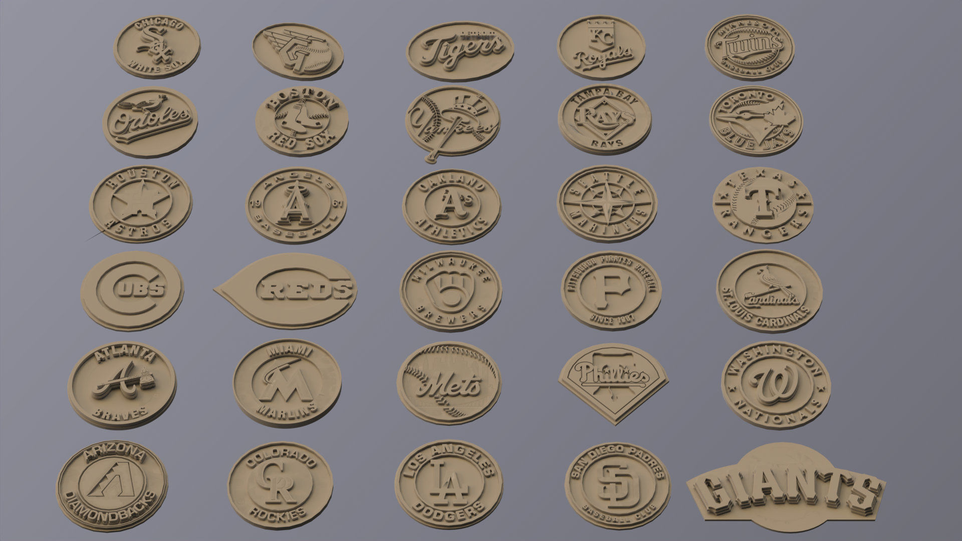 MLB Major League Baseball EVERY TEAMS LOGOS 3D model 3D printable ...