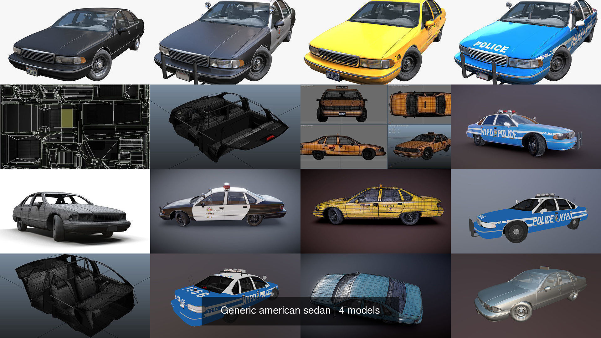 3D Model Collection Generic american sedan VR / AR / low-poly | CGTrader