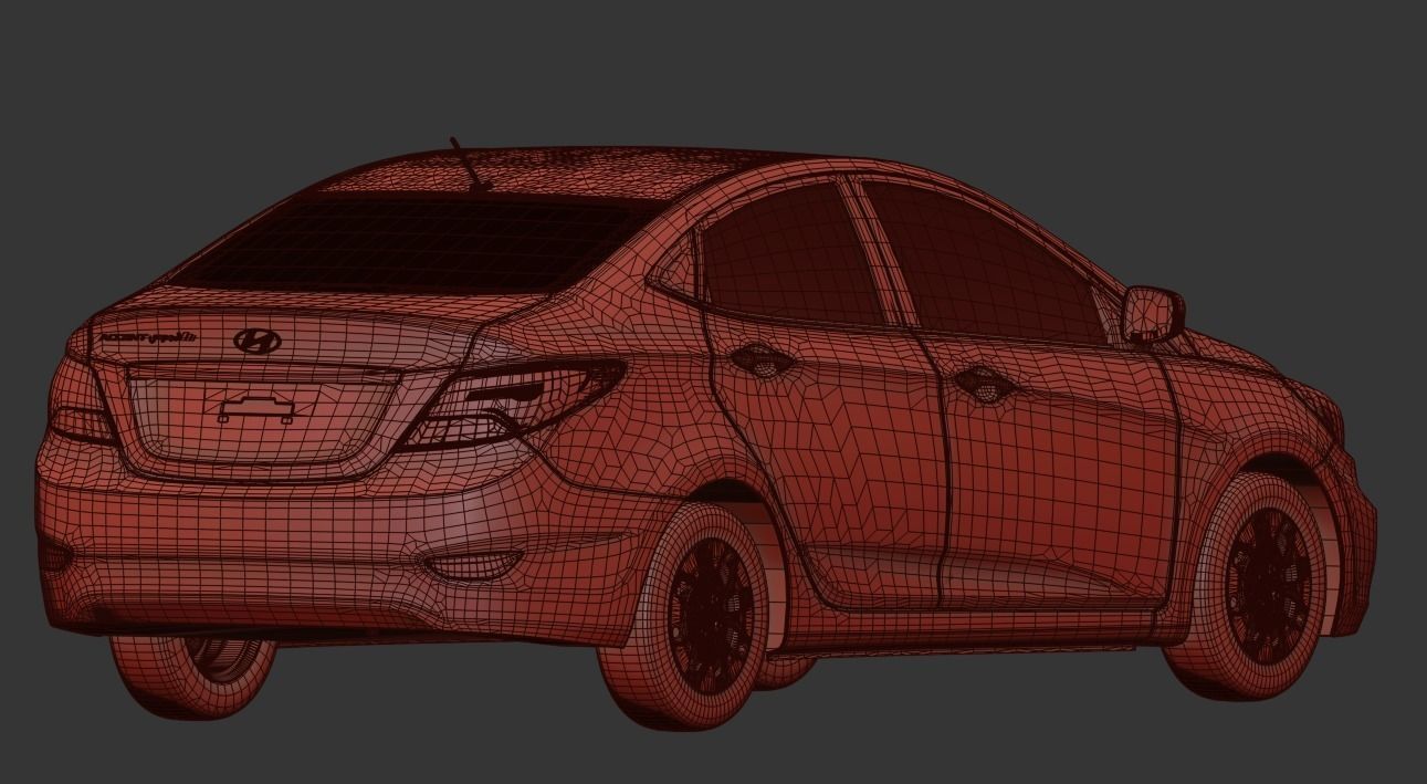 hyundai Accent 2015 Mid-Poly 3D model 3D model animated | CGTrader