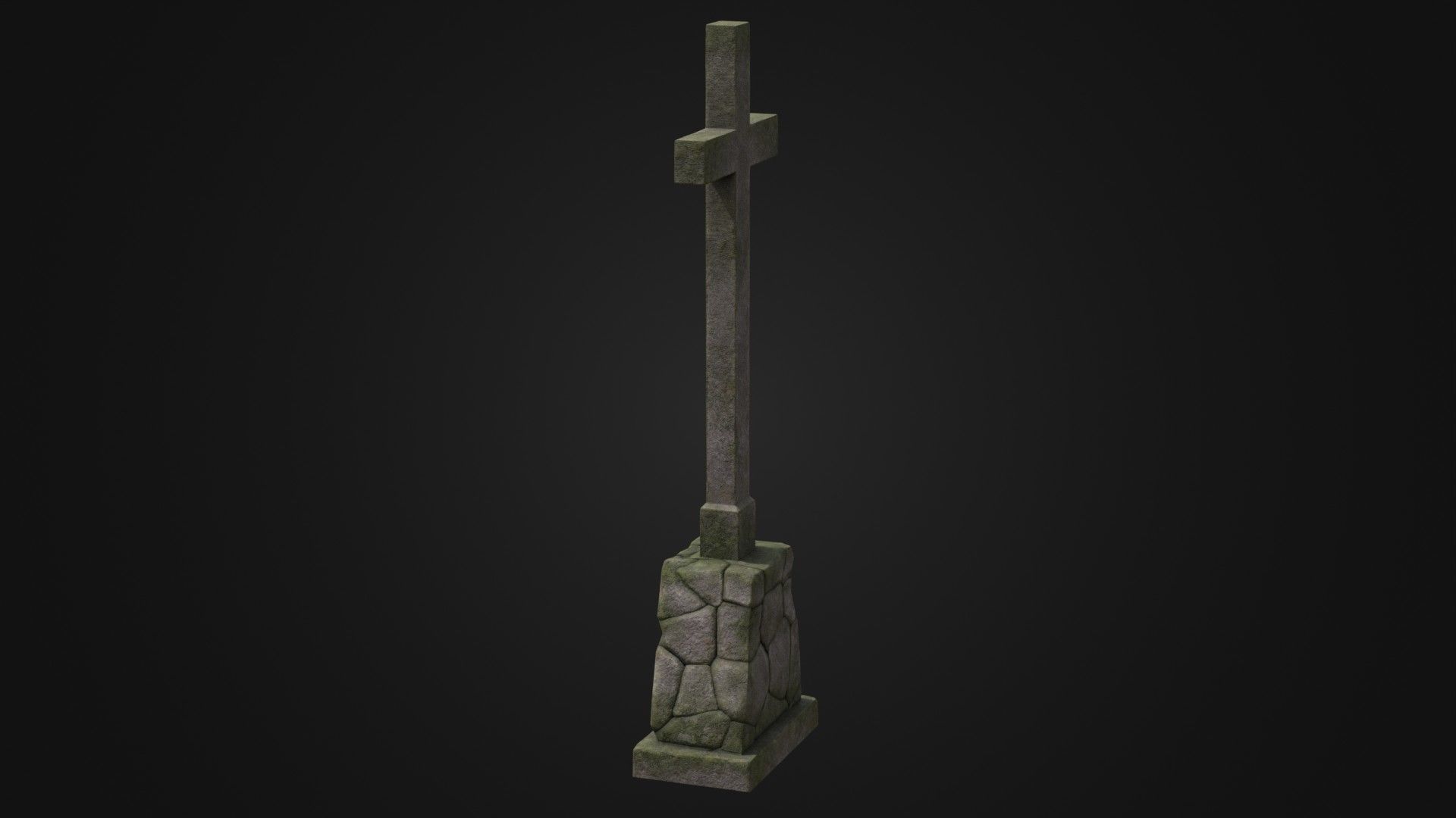 3D model Old Mossy Stone Cross VR / AR / low-poly | CGTrader