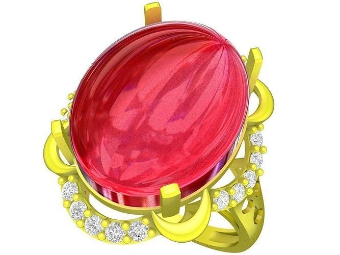 5335 oval ruby and diamond ring for lady 3D model 3D printable | CGTrader