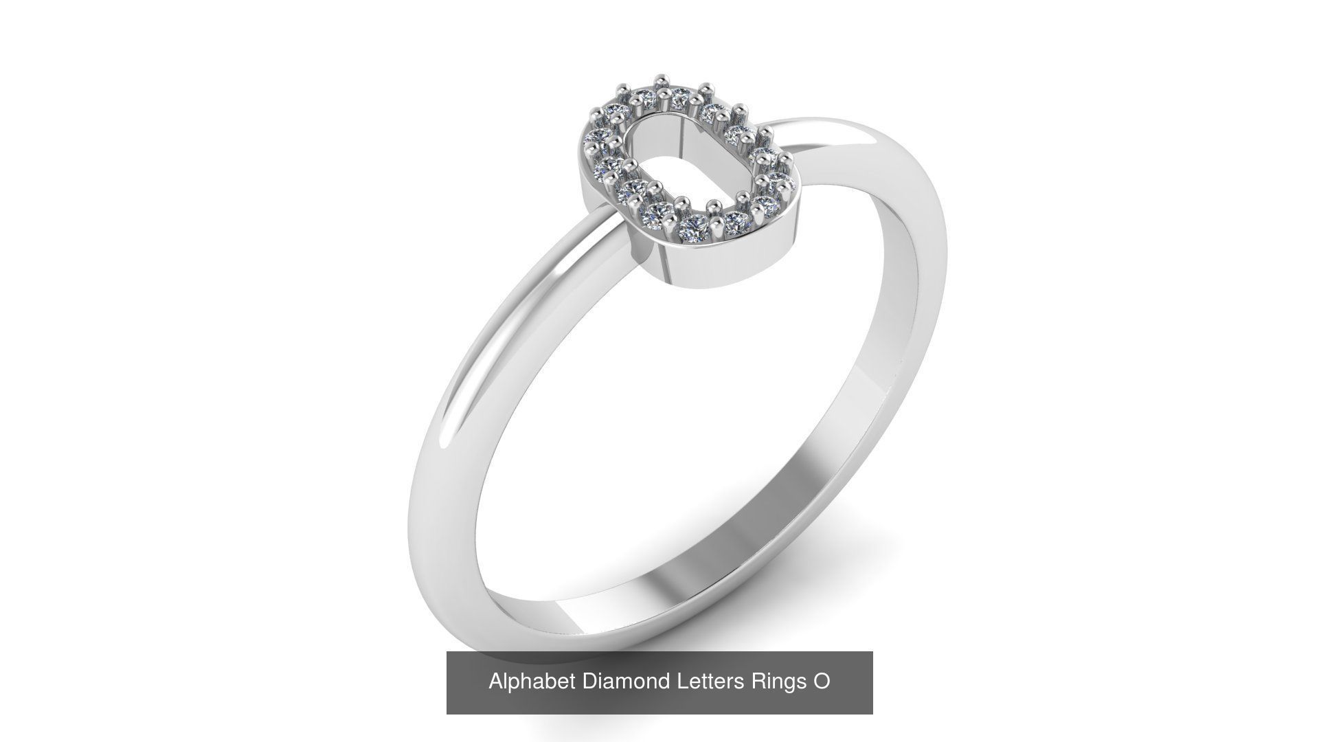 Alphabet Diamond Letters Rings Collection | CGTrader