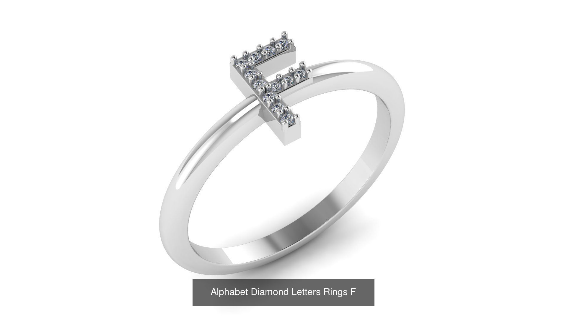 Alphabet Diamond Letters Rings Collection | CGTrader