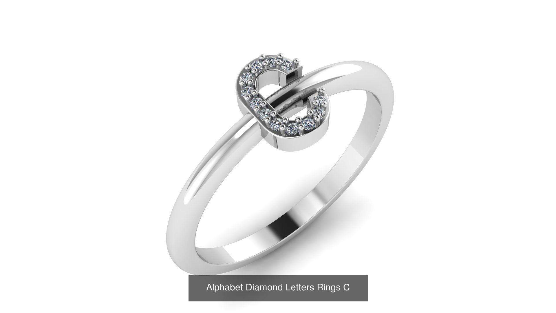 Alphabet Diamond Letters Rings Collection | CGTrader