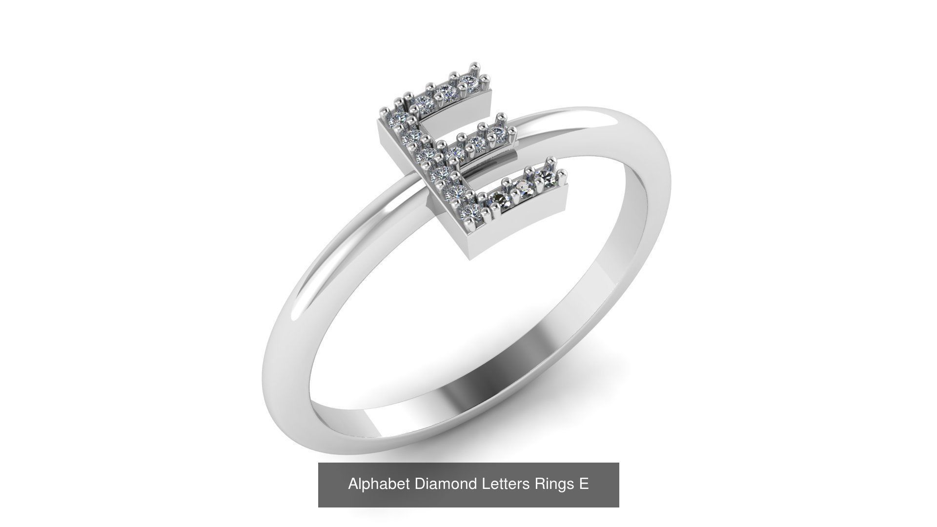 Alphabet Diamond Letters Rings Collection | CGTrader