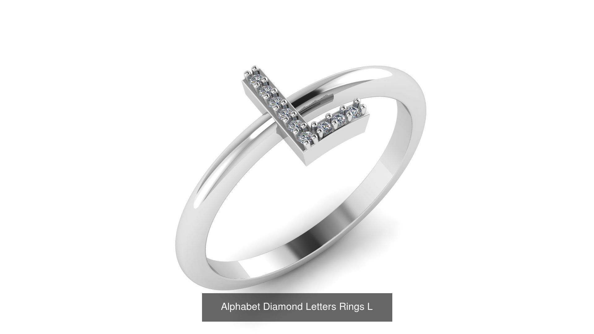 Alphabet Diamond Letters Rings Collection | CGTrader