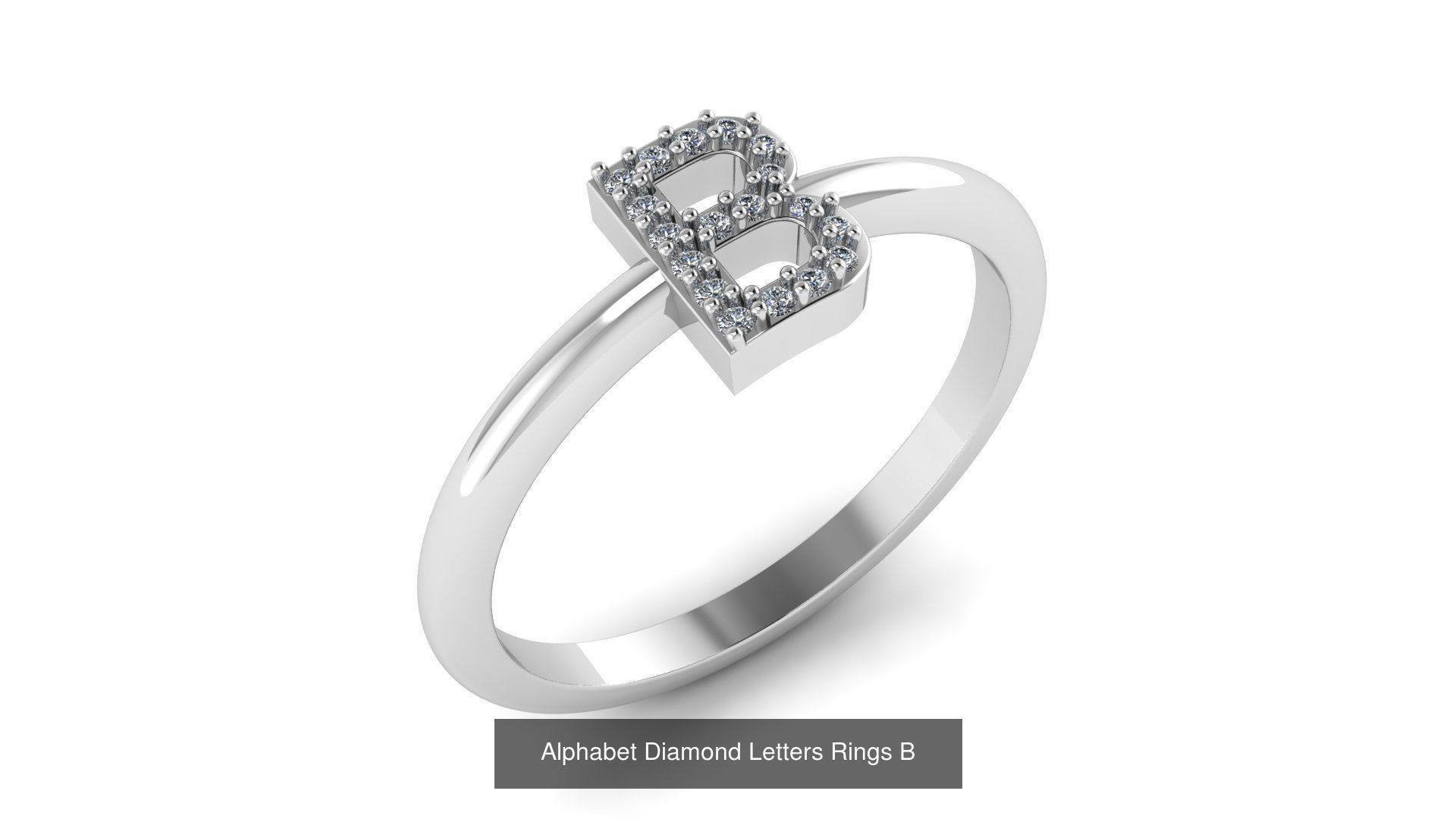 Alphabet Diamond Letters Rings Collection | CGTrader