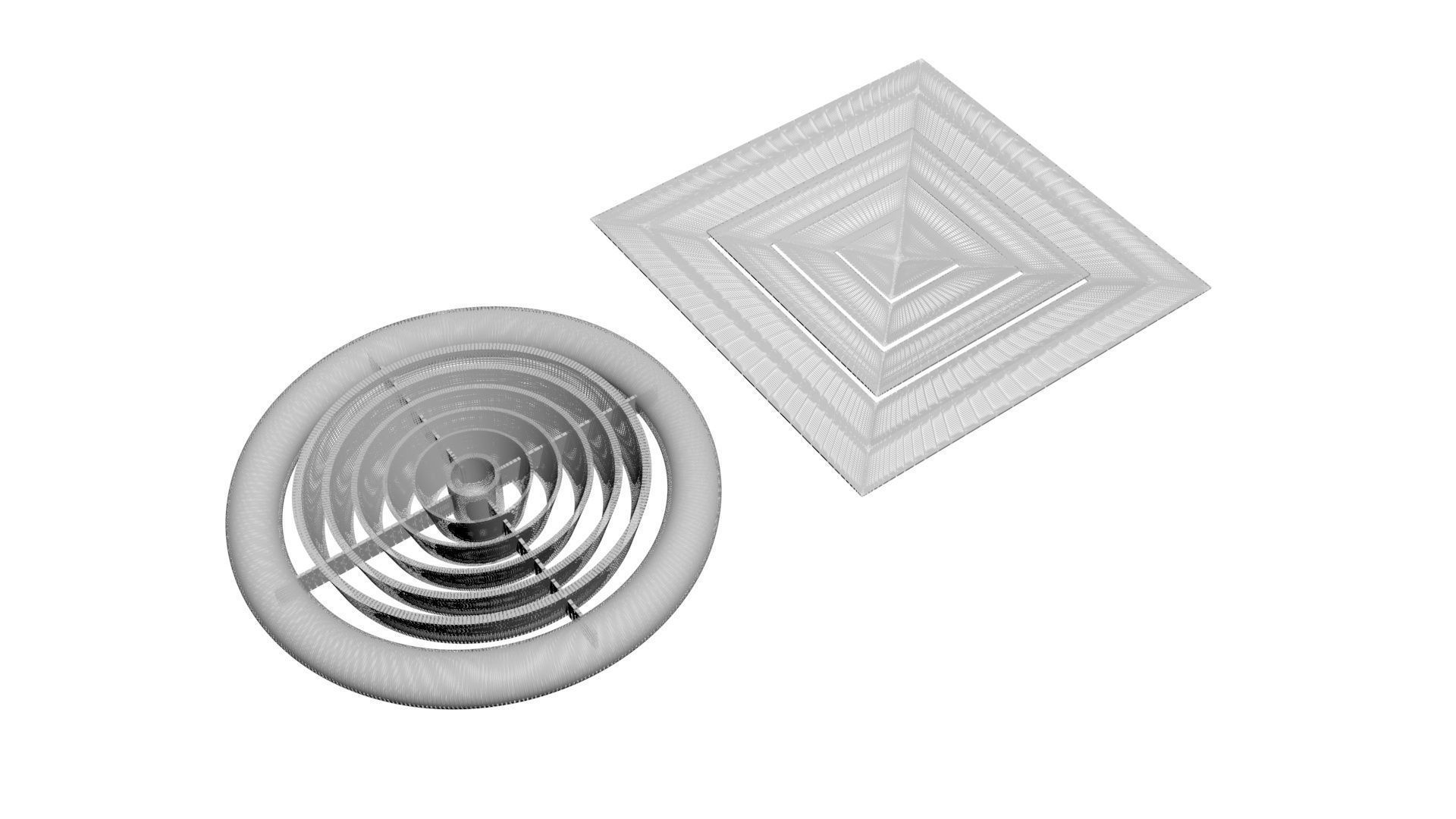 Square and Circle Ventilation Systems 3D model | CGTrader