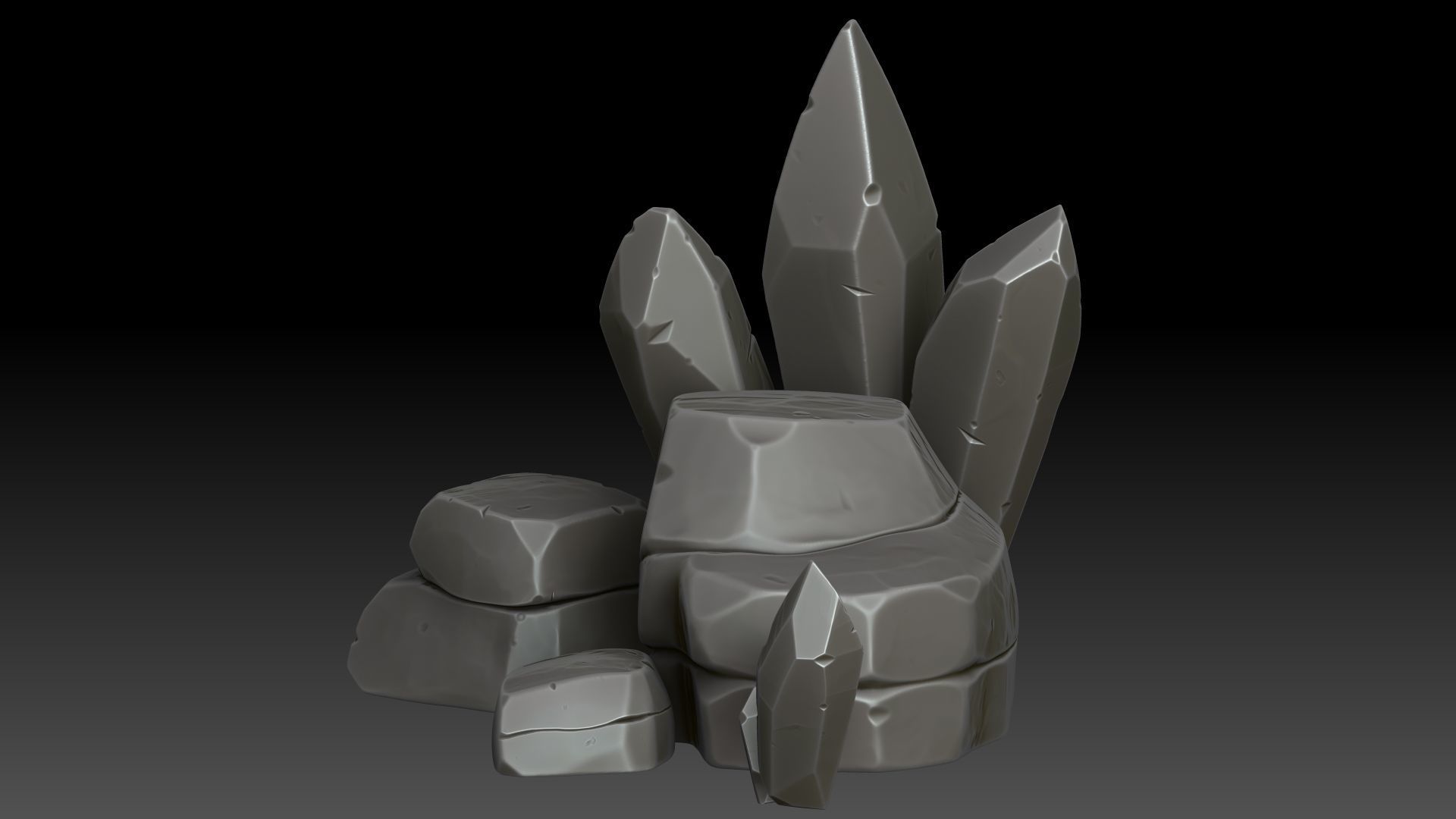 stylized rocks and crystals 3D model | CGTrader