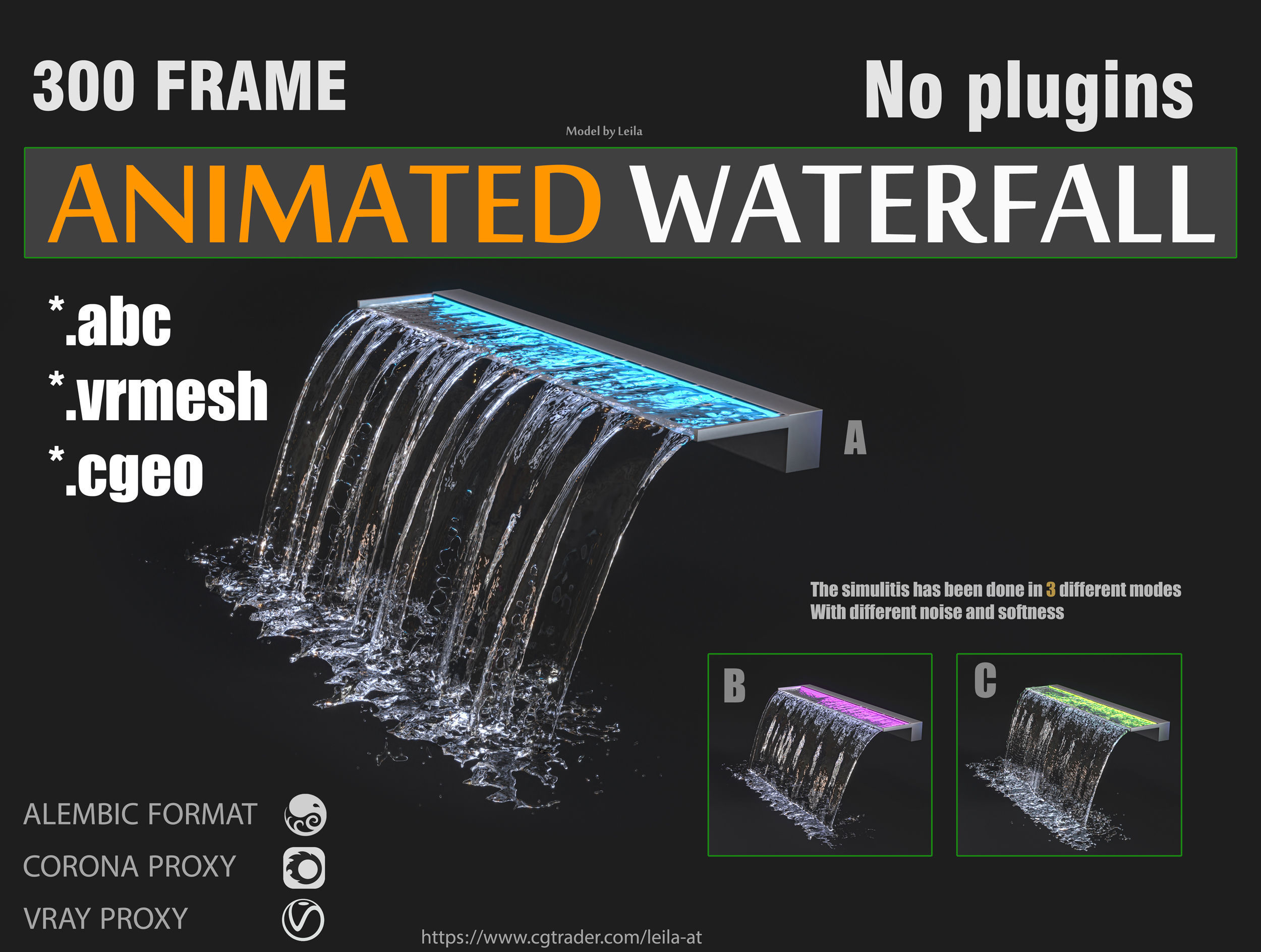 Waterfall Fountains Swimming Pool Cascade 3D model animated | CGTrader