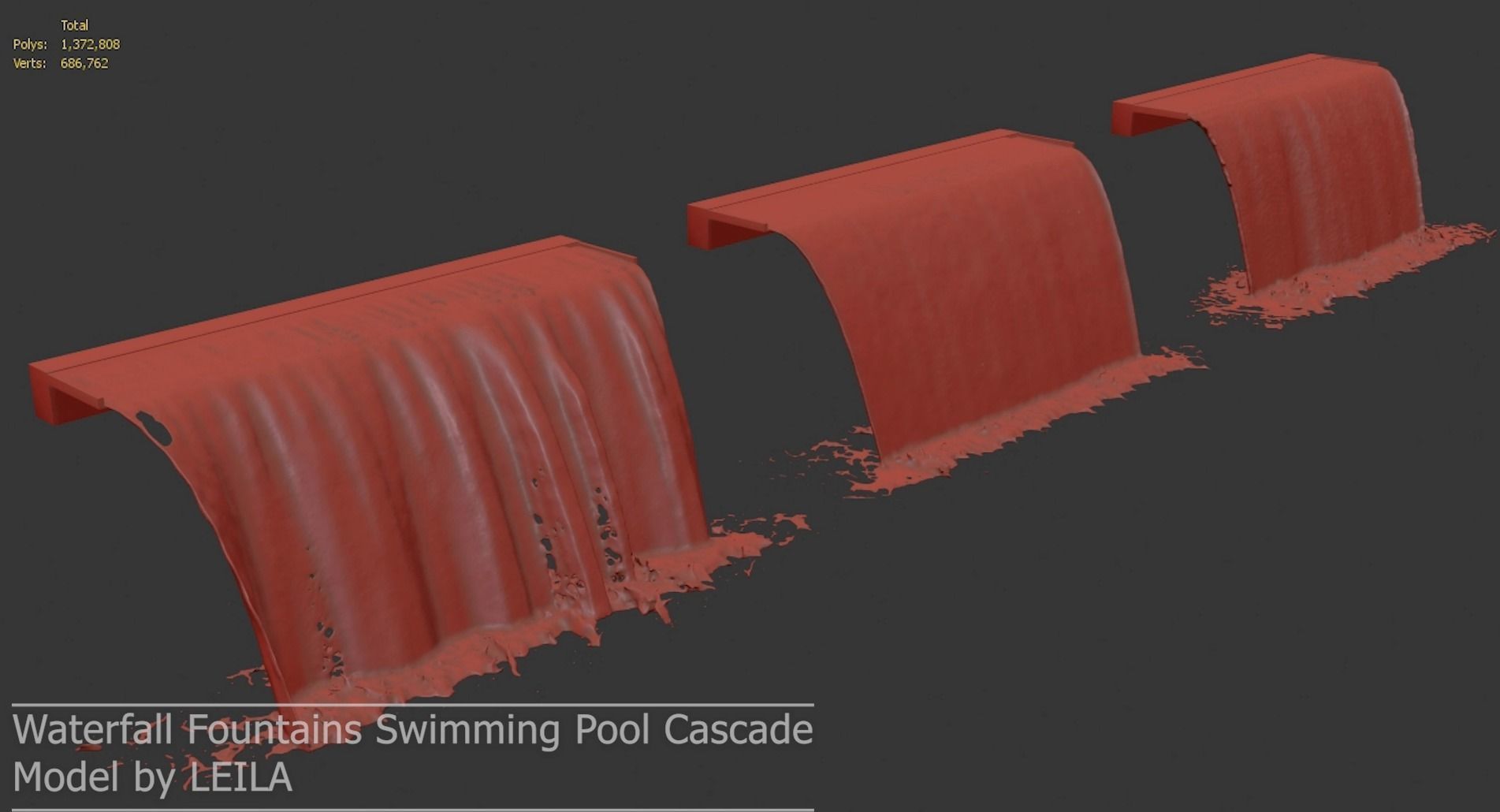 Waterfall Fountains Swimming Pool Cascade 3D model animated | CGTrader