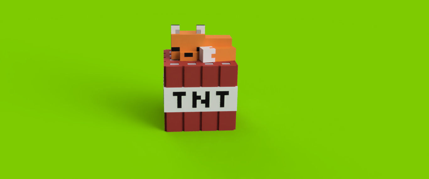 HUCHA ALCANCIA DE ZORRO DE MINECRAFT SOBRE TNT 3D model 3D printable | CGTrader