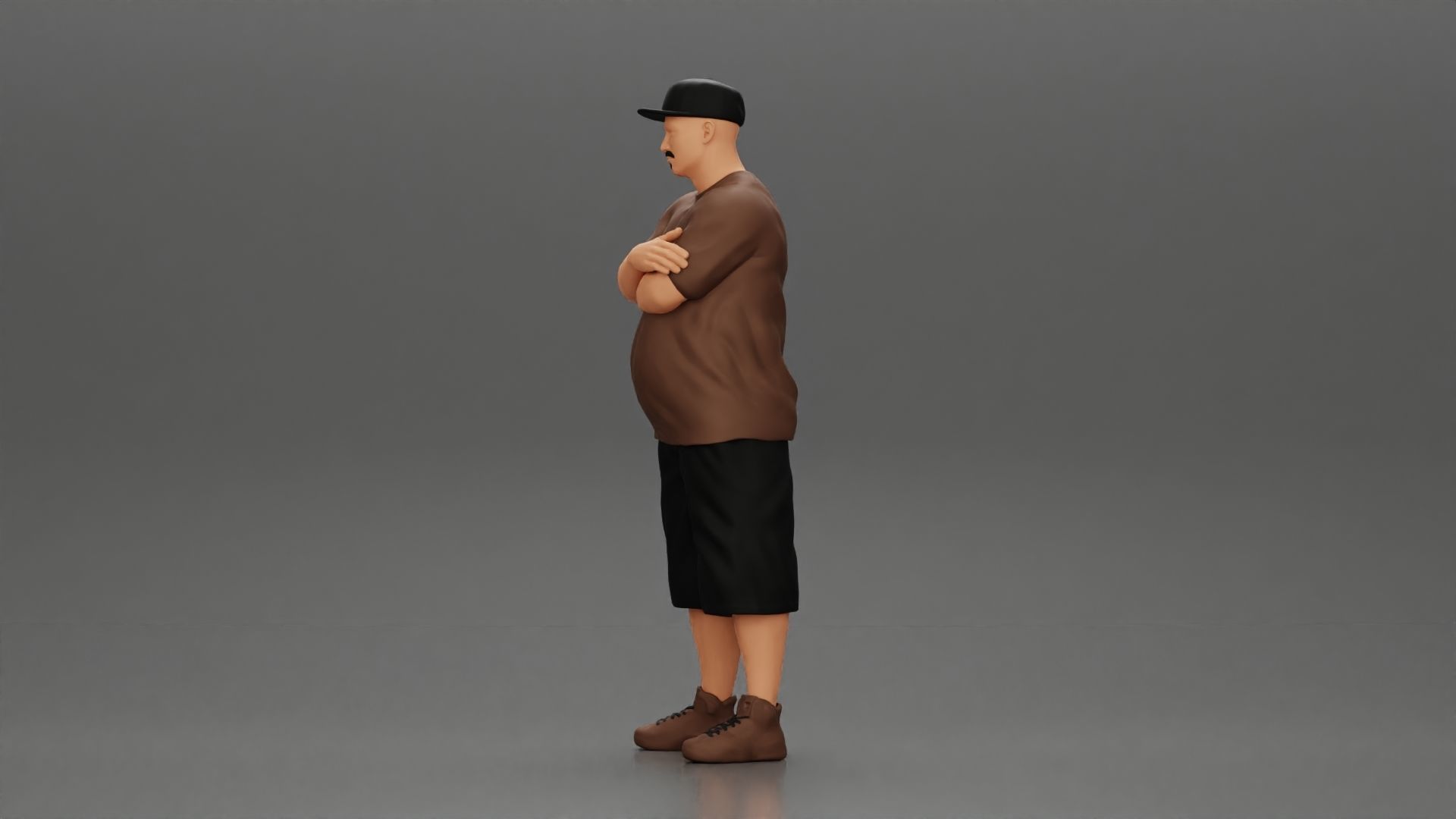 Fat Gangster in cap folding one s arms 3D model 3D printable | CGTrader