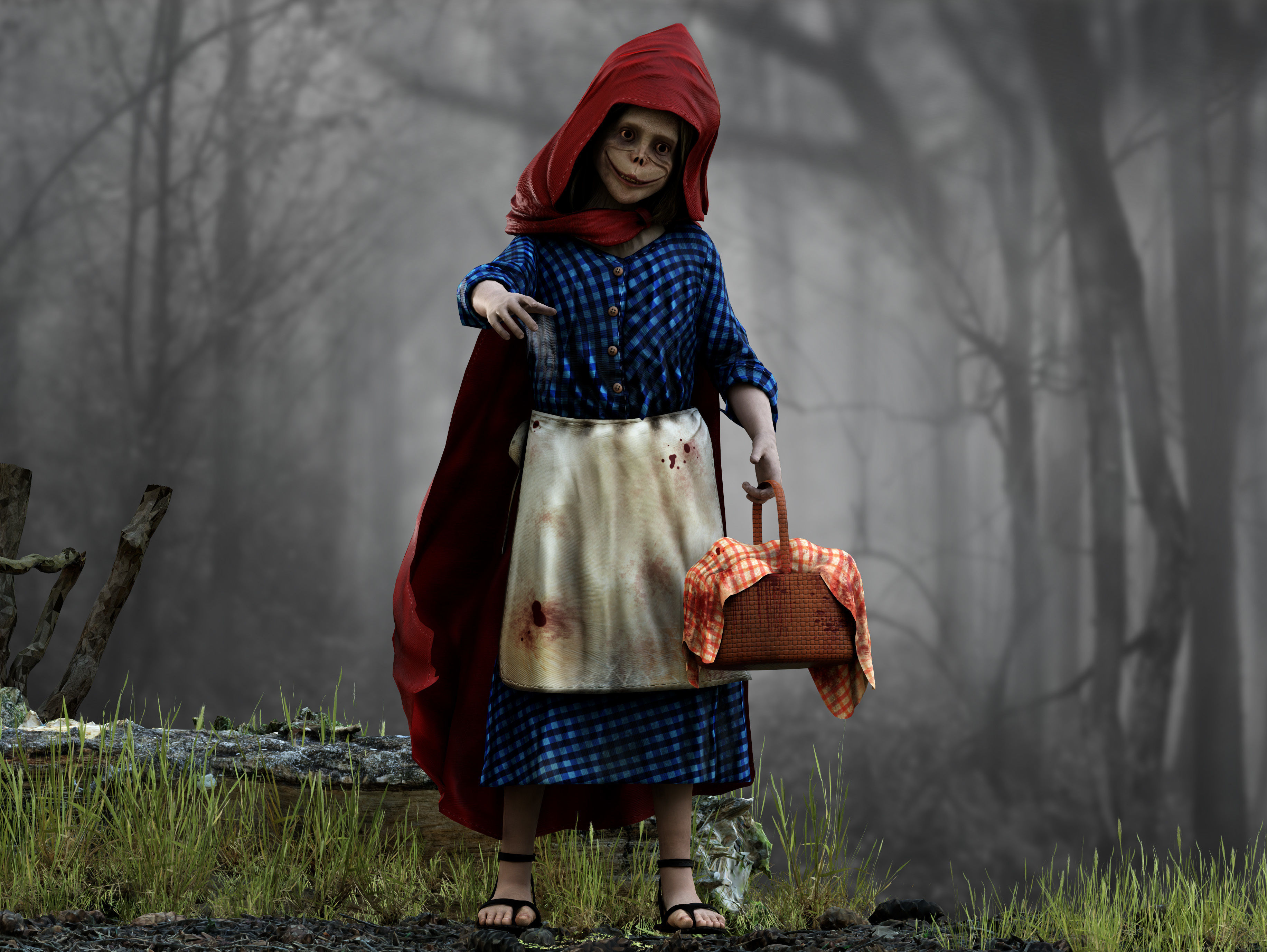 3D model Horror Little Red Riding Hood VR / AR / low-poly rigged | CGTrader
