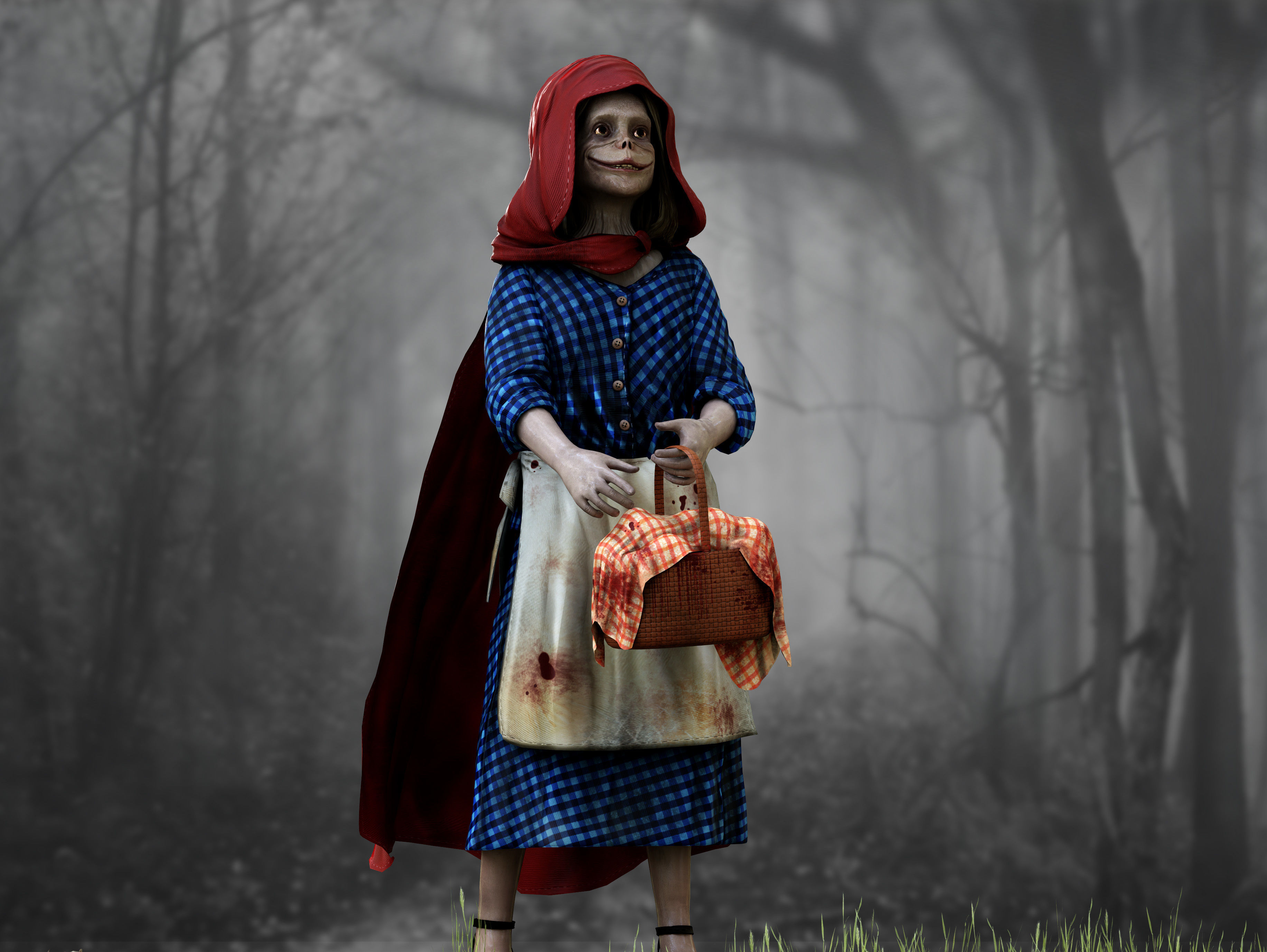 3D model Horror Little Red Riding Hood VR / AR / low-poly rigged | CGTrader