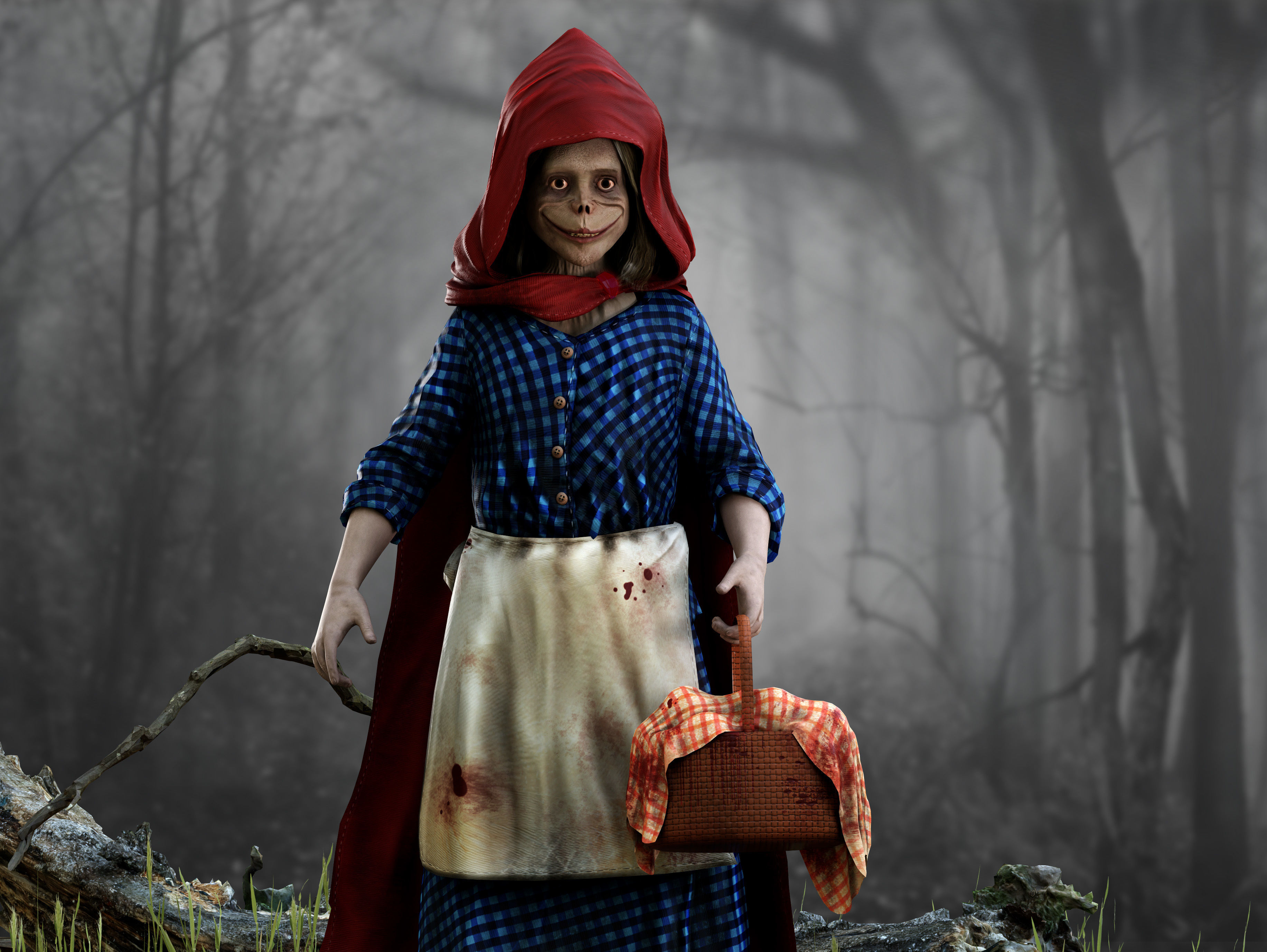 3D model Horror Little Red Riding Hood VR / AR / low-poly rigged | CGTrader