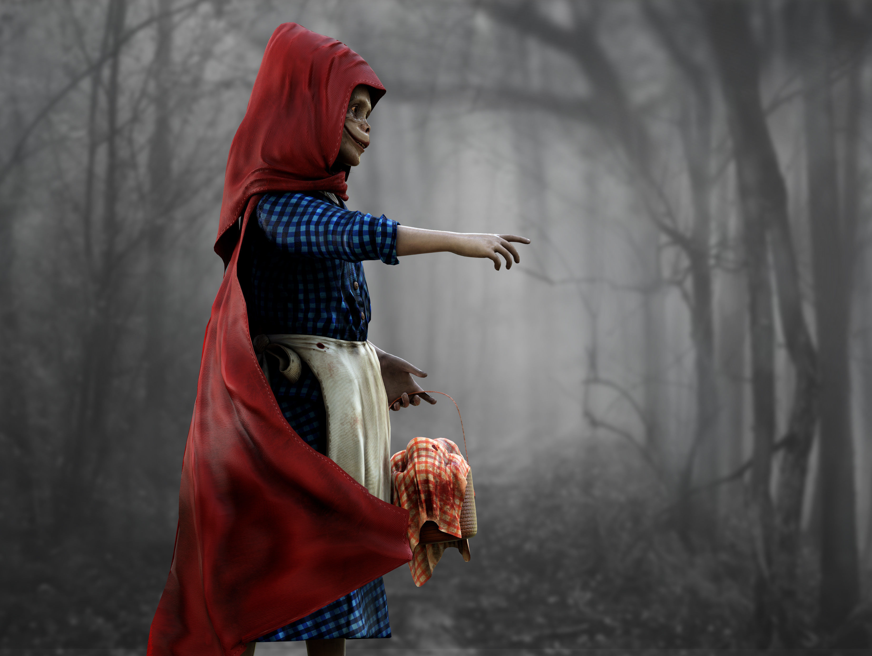 3D model Horror Little Red Riding Hood VR / AR / low-poly rigged | CGTrader
