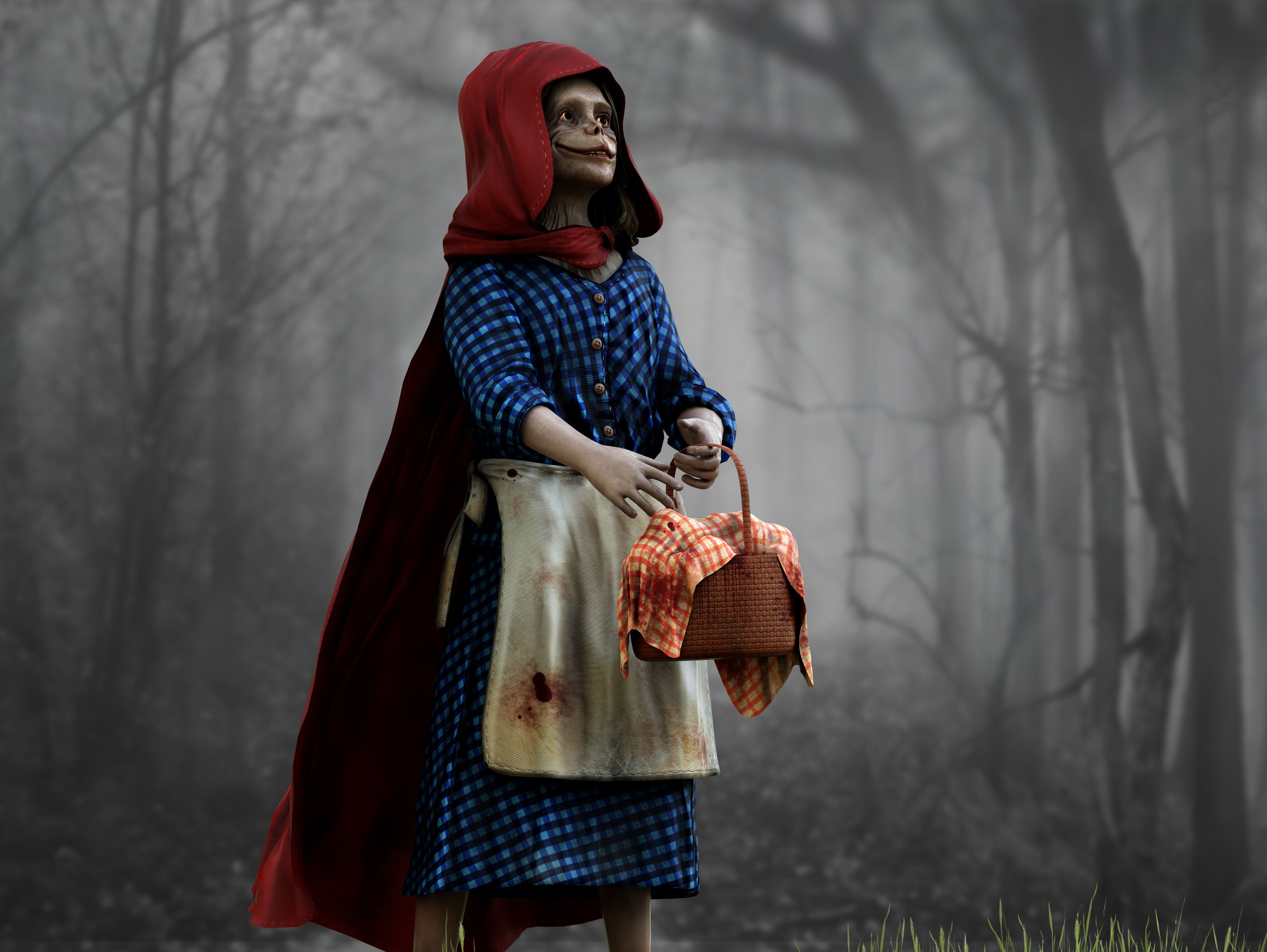 3D model Horror Little Red Riding Hood VR / AR / low-poly rigged | CGTrader