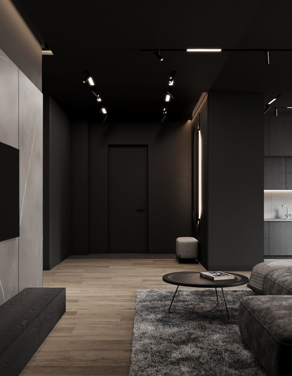 Livingroom and kitchen Interior design style minimalism 3D model | CGTrader