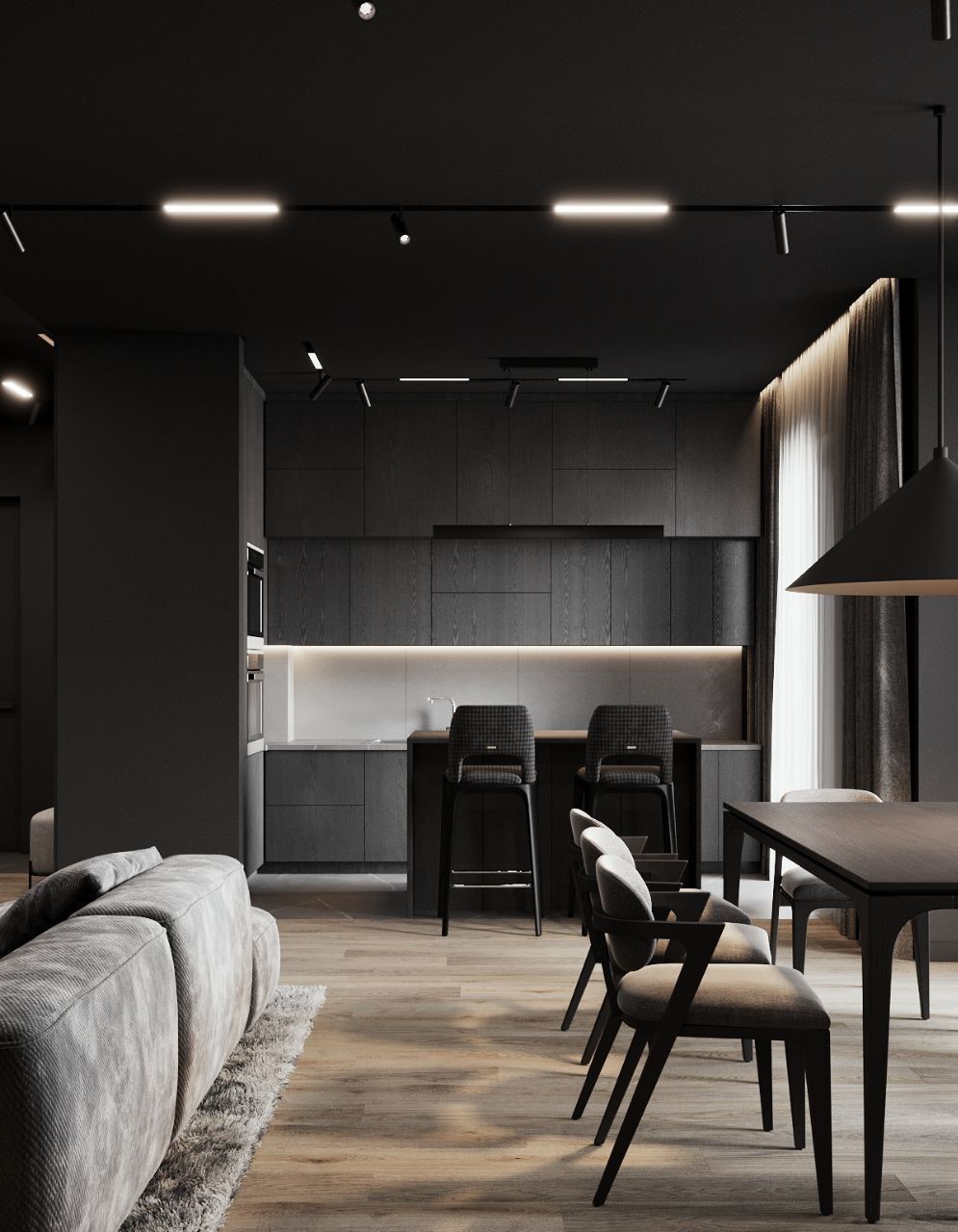 Livingroom and kitchen Interior design style minimalism 3D model | CGTrader