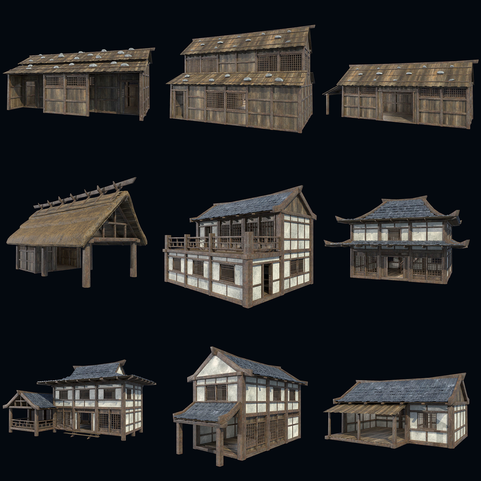 3D model ASIAN JAPAN ORIENTAL INDUSTRIAL CITY BUILDING HOUSE COLLECTION ...