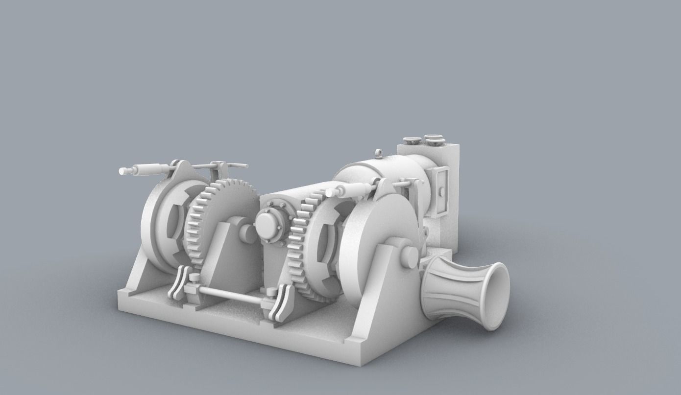 3D model Double Drum Boat Anchor Winch Windlass ANSALDO VR / AR / low ...
