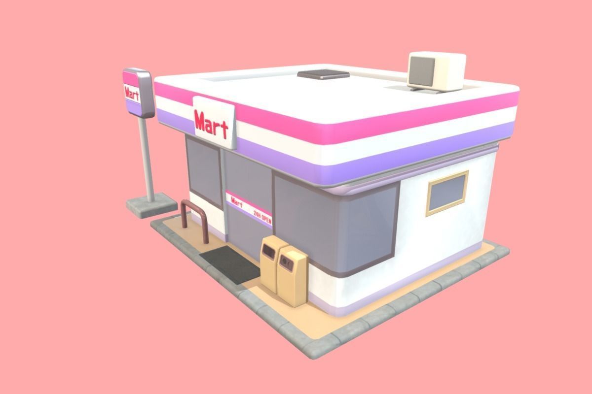 3D model Cute Japanese Convenience Store VR / AR / low-poly | CGTrader