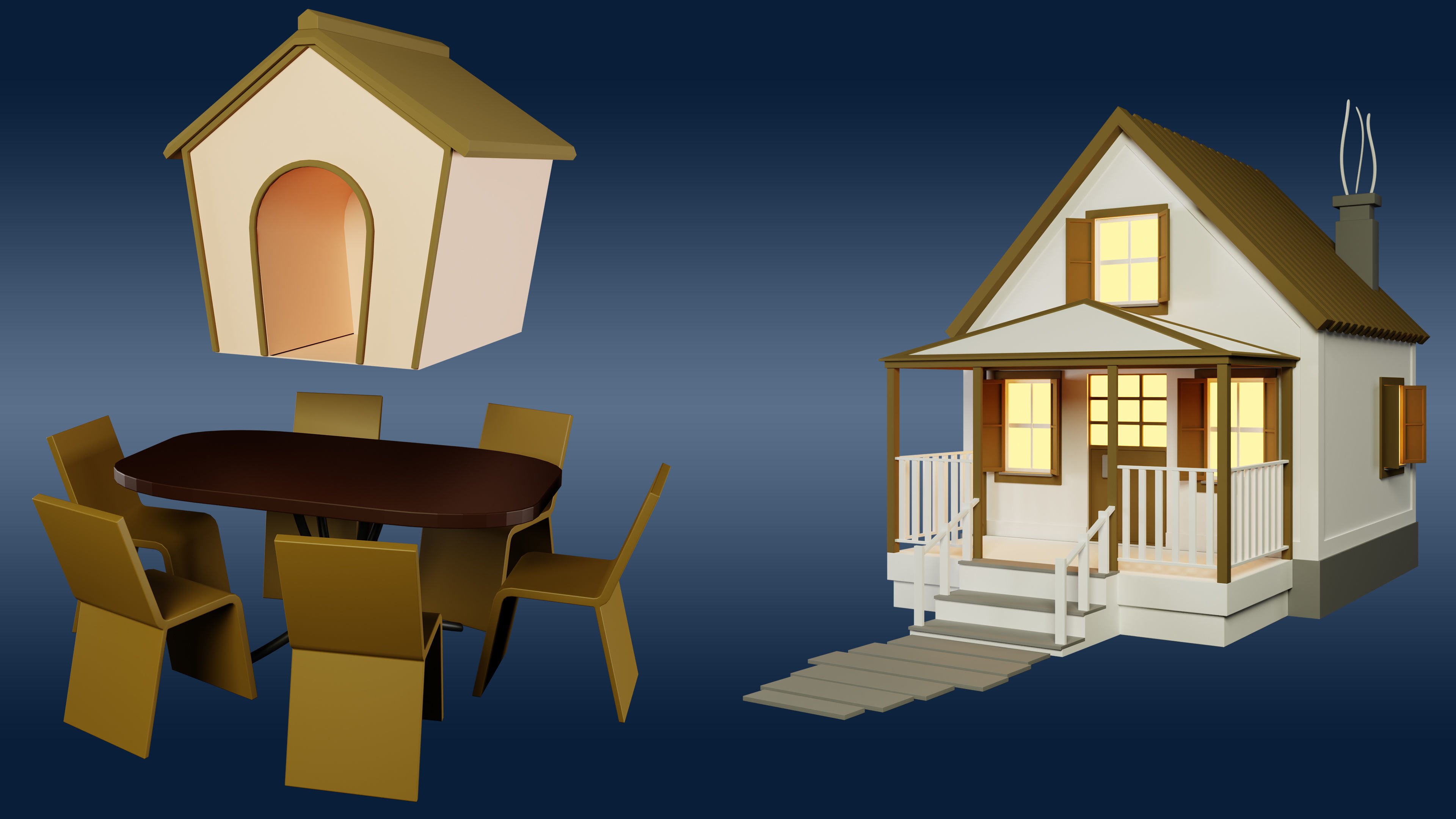 3D model Low poly American house VR / AR / low-poly | CGTrader