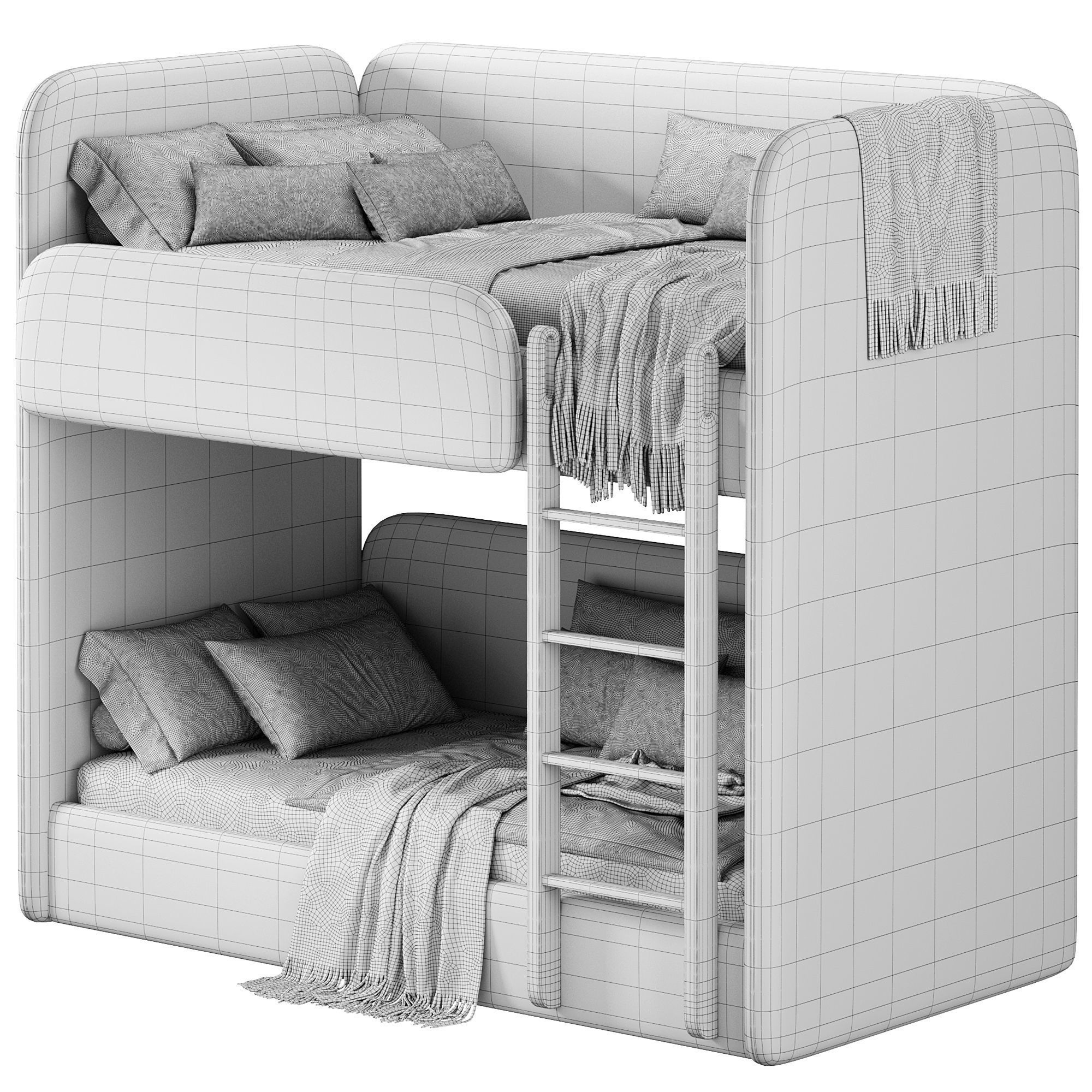 ADULT SINGLE BED LEVEL 11 WHITE 3D model | CGTrader