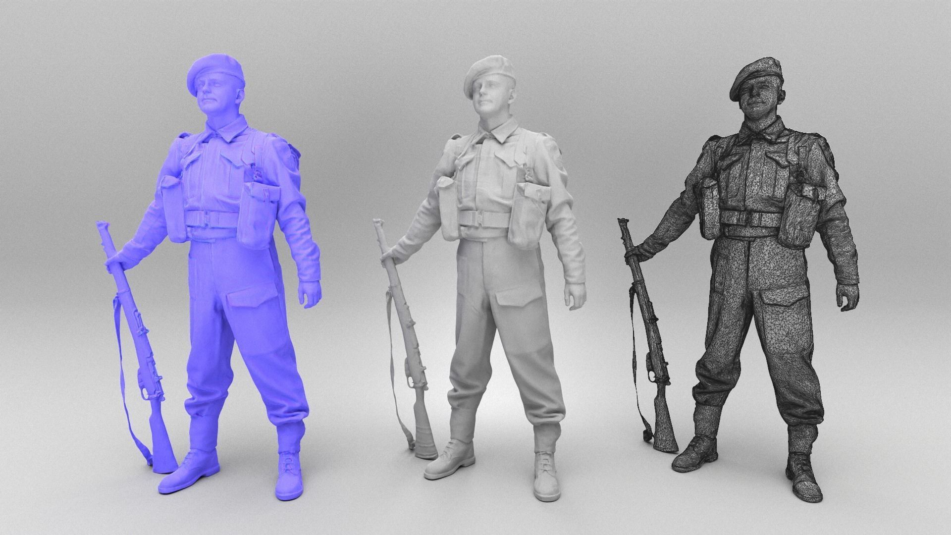 3D model Soldier with gun 397 VR / AR / low-poly | CGTrader