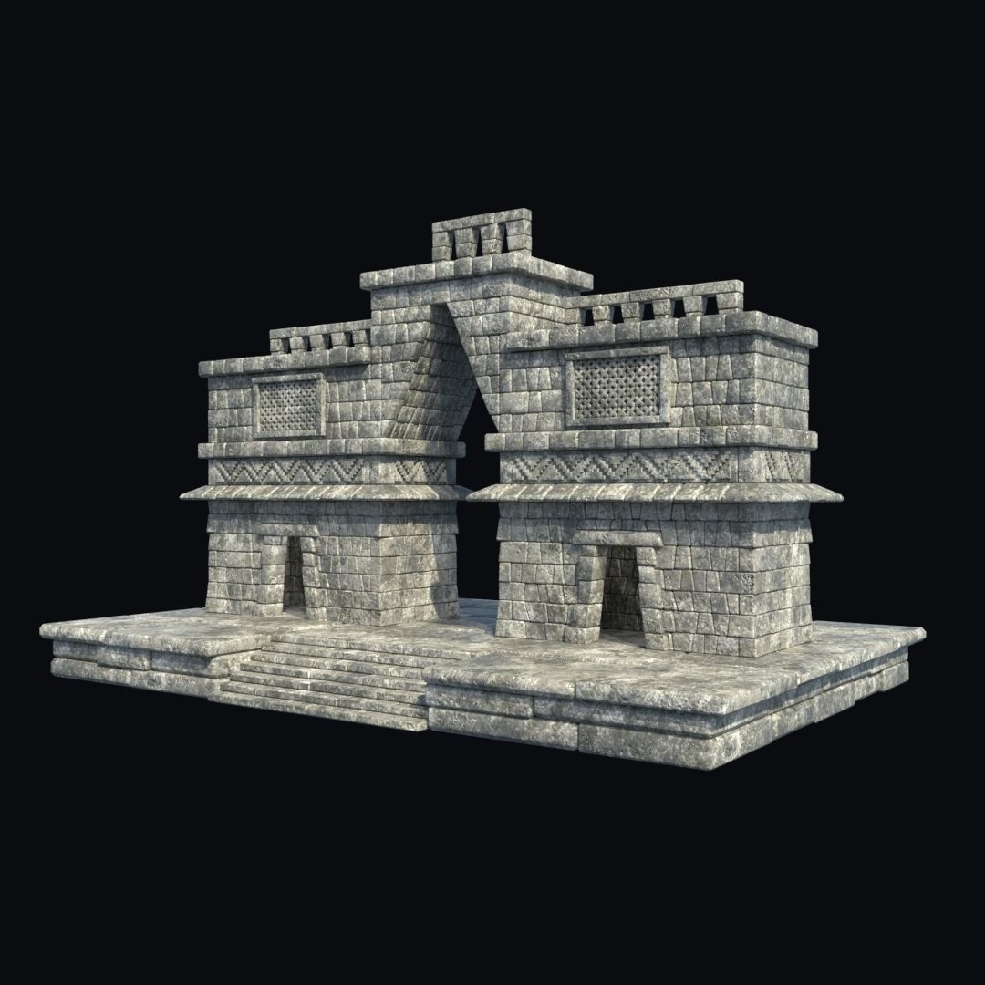 3D model TEMPLE ANCIENT AZTEC MAYAN INCA STONE PLATFORM STAIRS ...