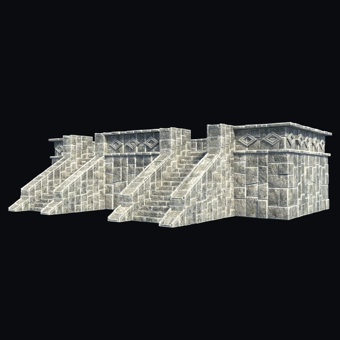 3D model TEMPLE ANCIENT AZTEC MAYAN INCA STONE PLATFORM STAIRS ...