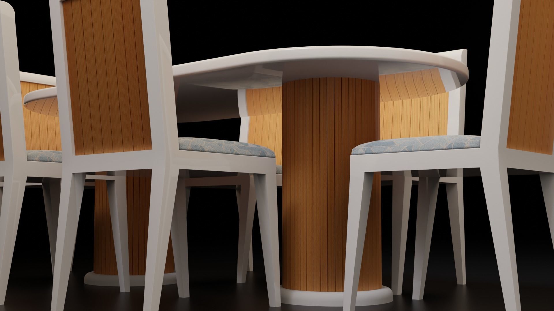 Mid-century Modern Dining Table with 2 round poles free 3D model | CGTrader