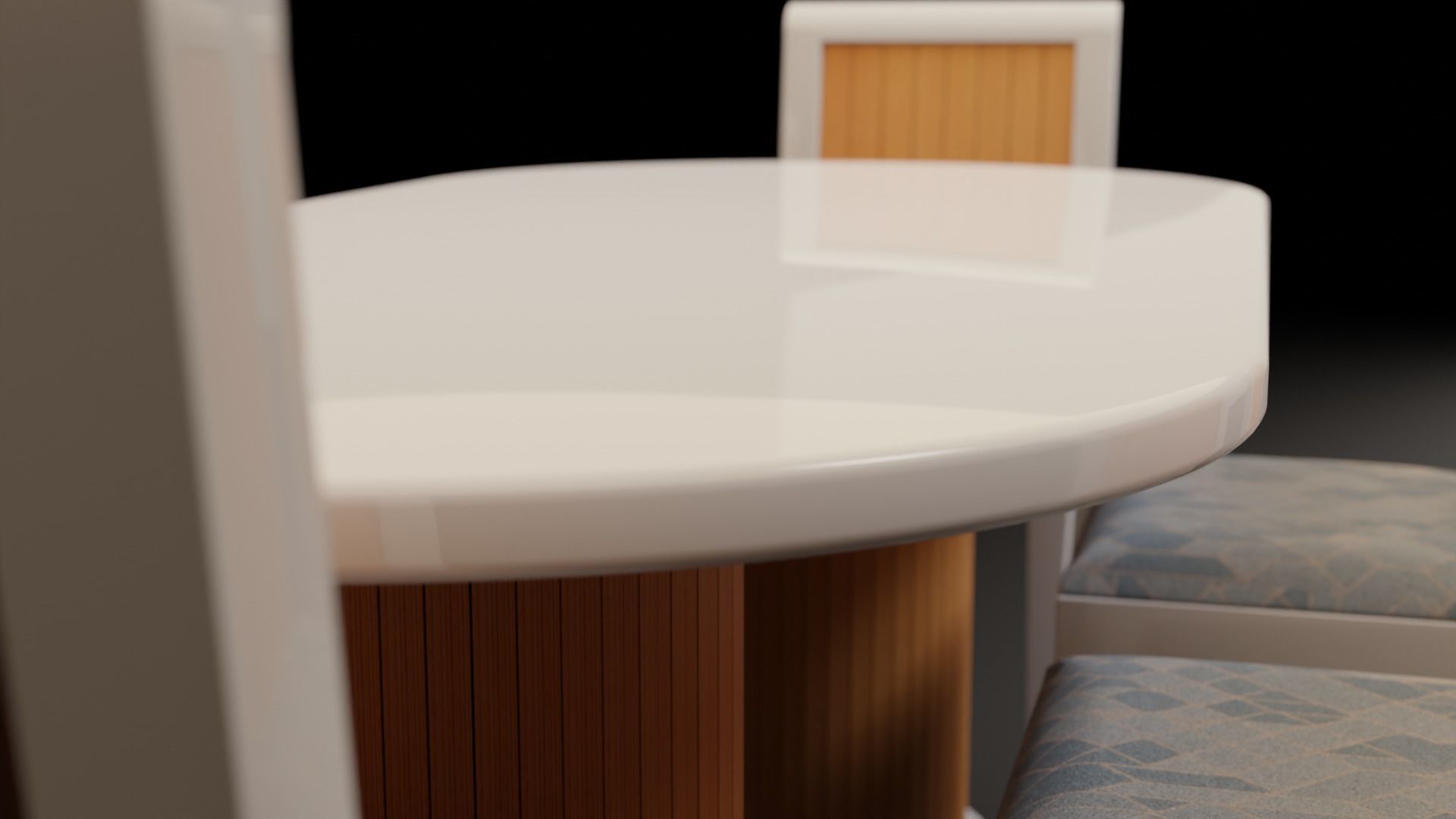 Mid-century Modern Dining Table with 2 round poles free 3D model | CGTrader