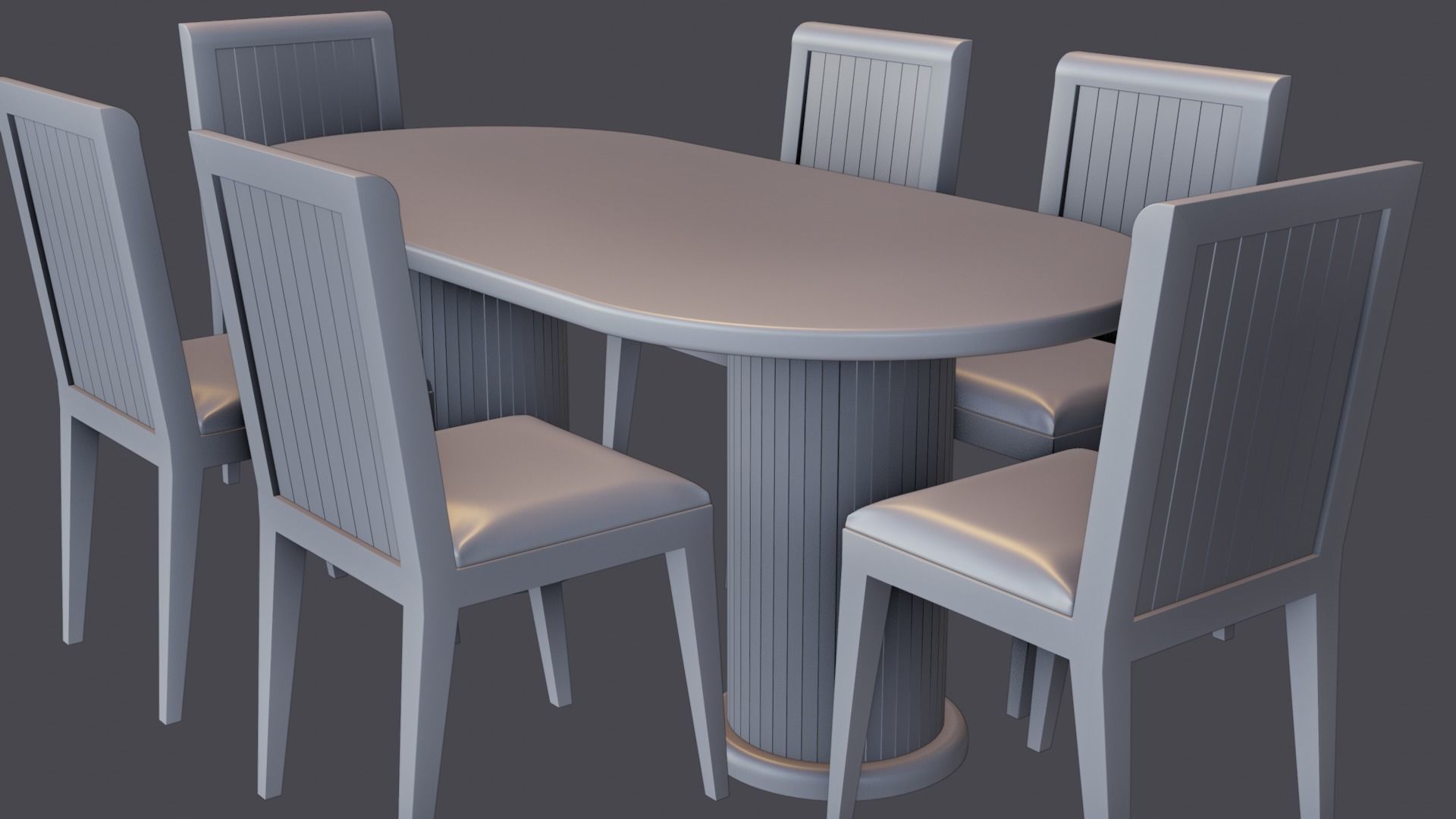 Mid-century Modern Dining Table with 2 round poles free 3D model | CGTrader