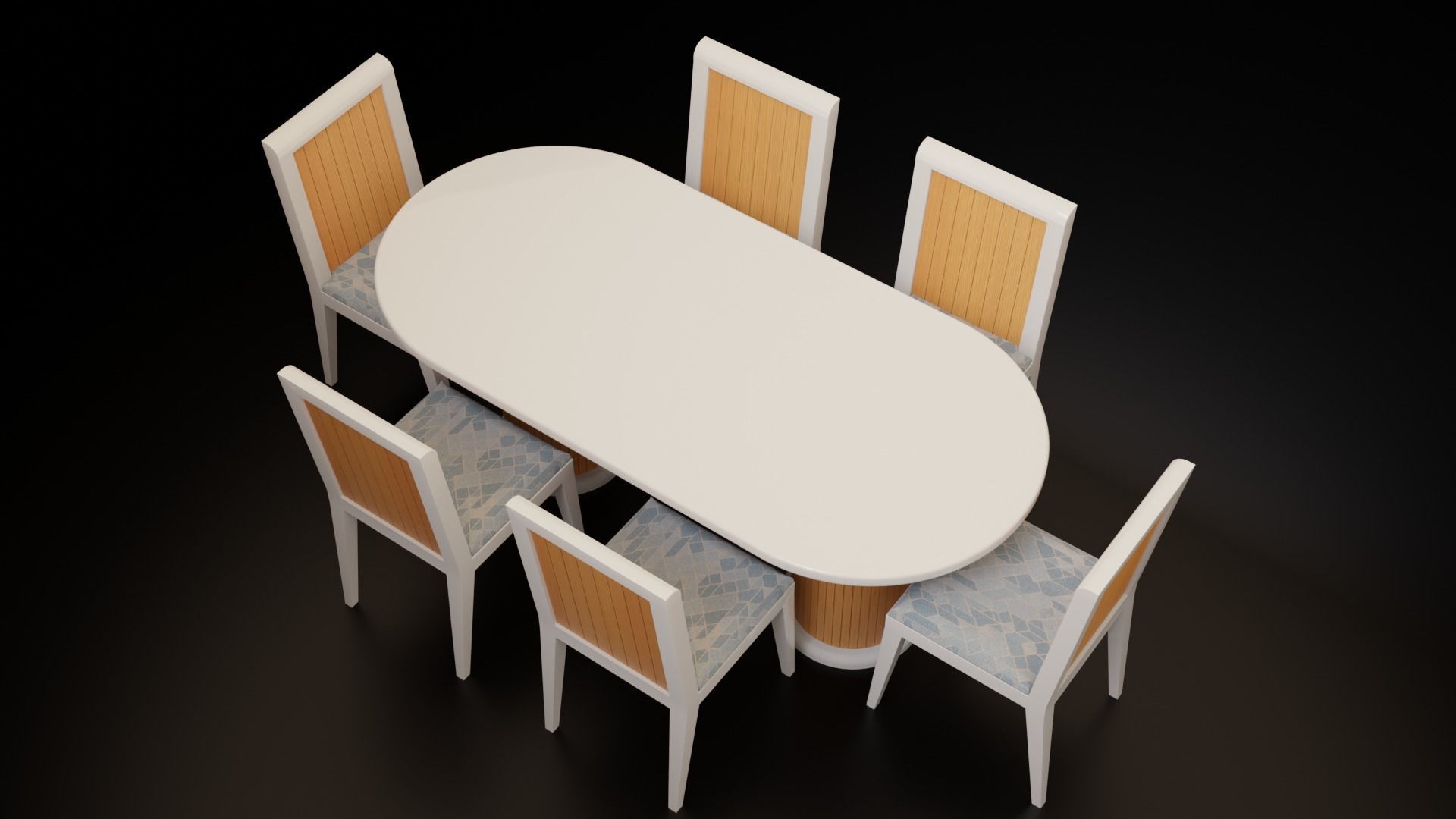 Mid-century Modern Dining Table with 2 round poles free 3D model | CGTrader