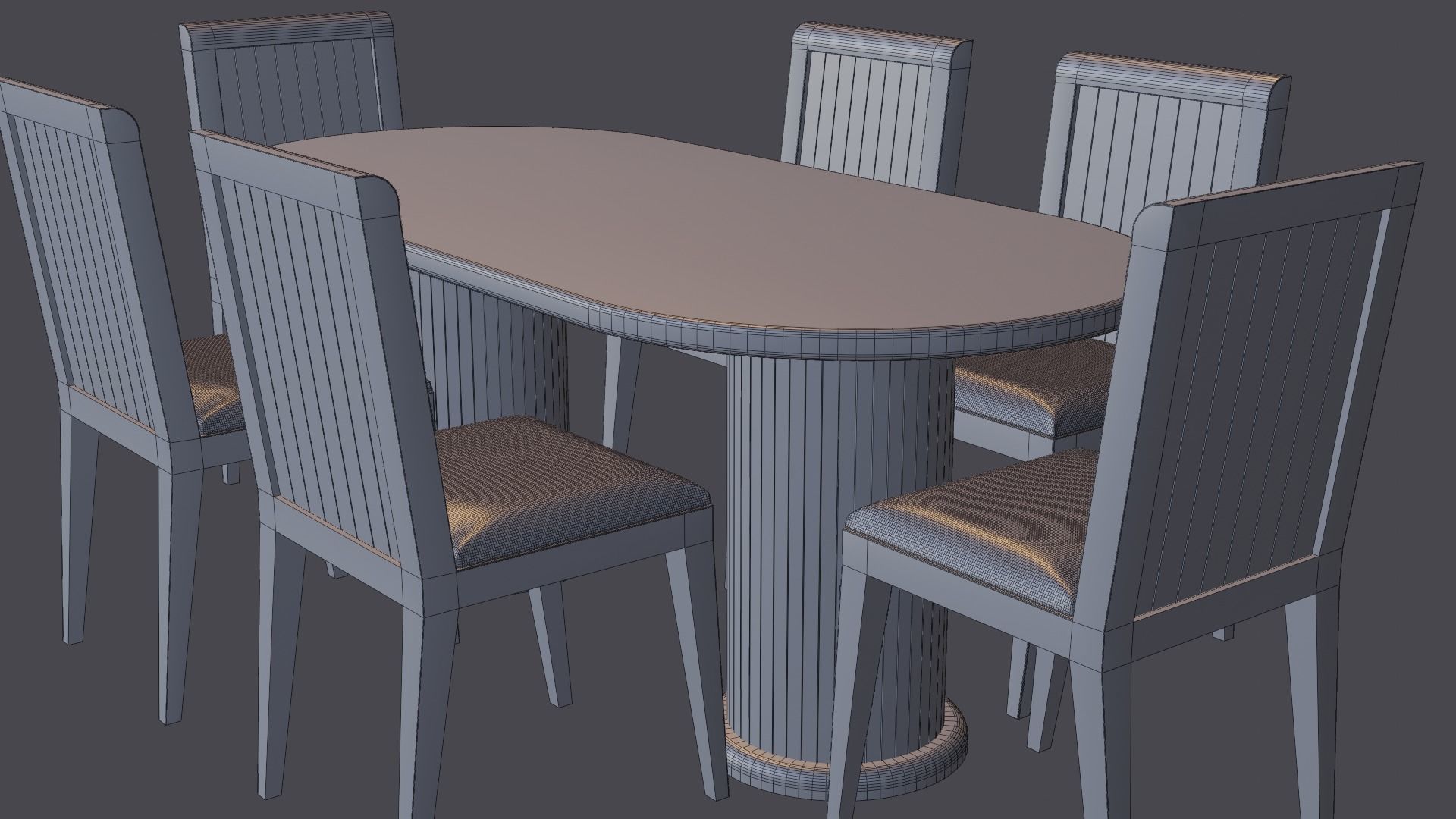 Mid-century Modern Dining Table with 2 round poles free 3D model | CGTrader