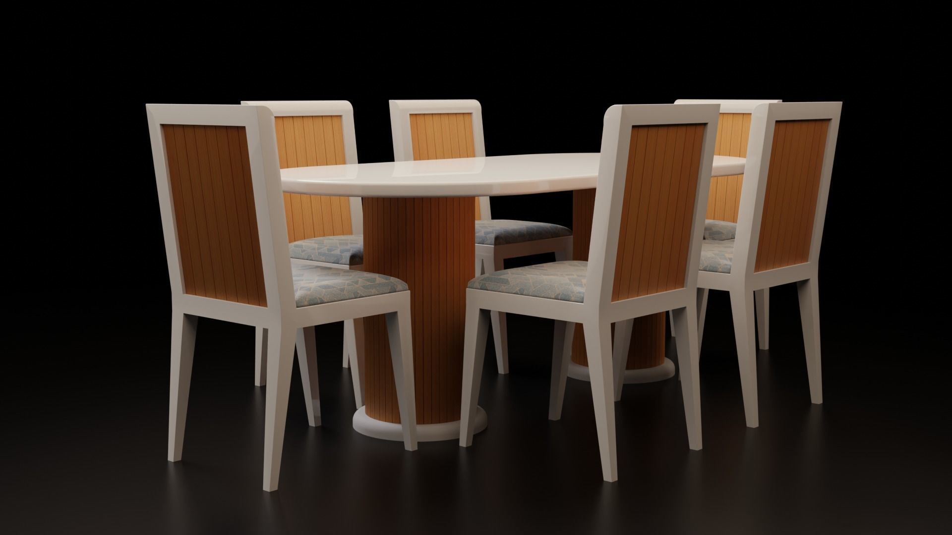 Mid-century Modern Dining Table with 2 round poles free 3D model | CGTrader