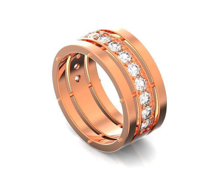 Combined paired wedding rings 816 3D model 3D printable | CGTrader