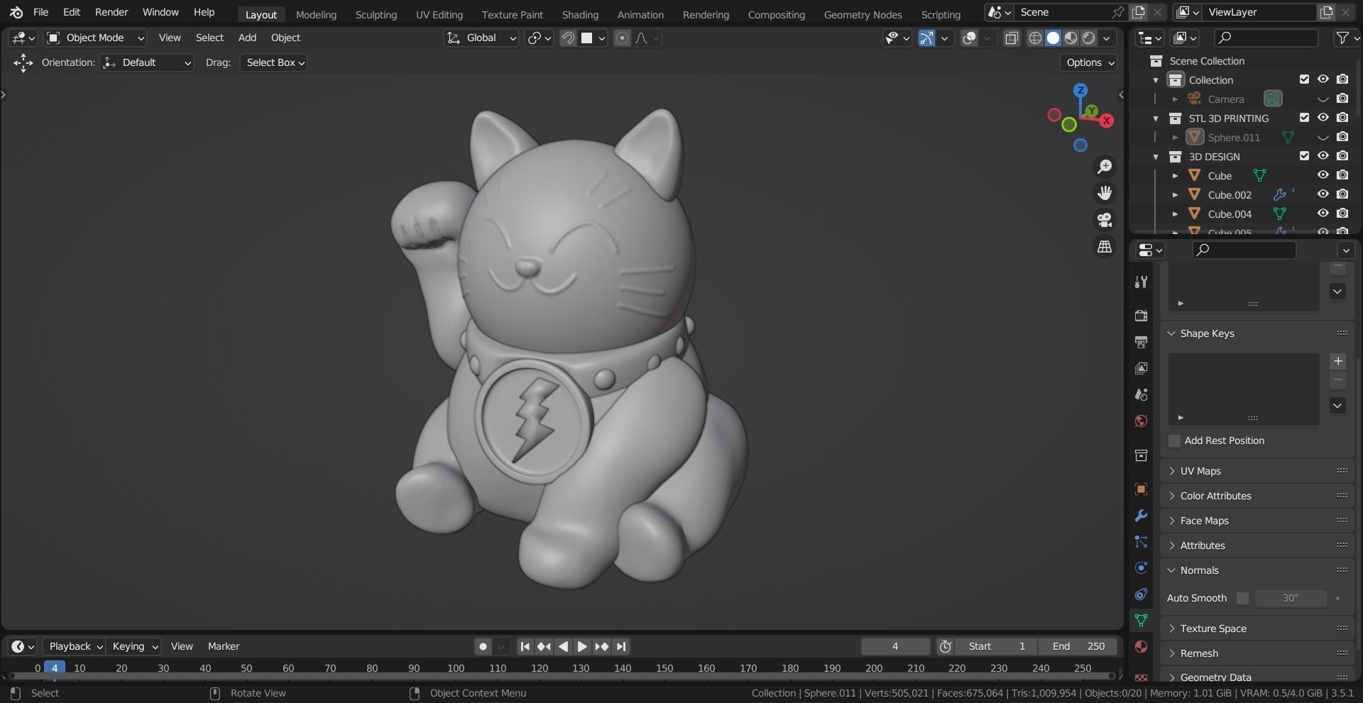 Maneki Neko Cat free 3D model 3D printable | CGTrader