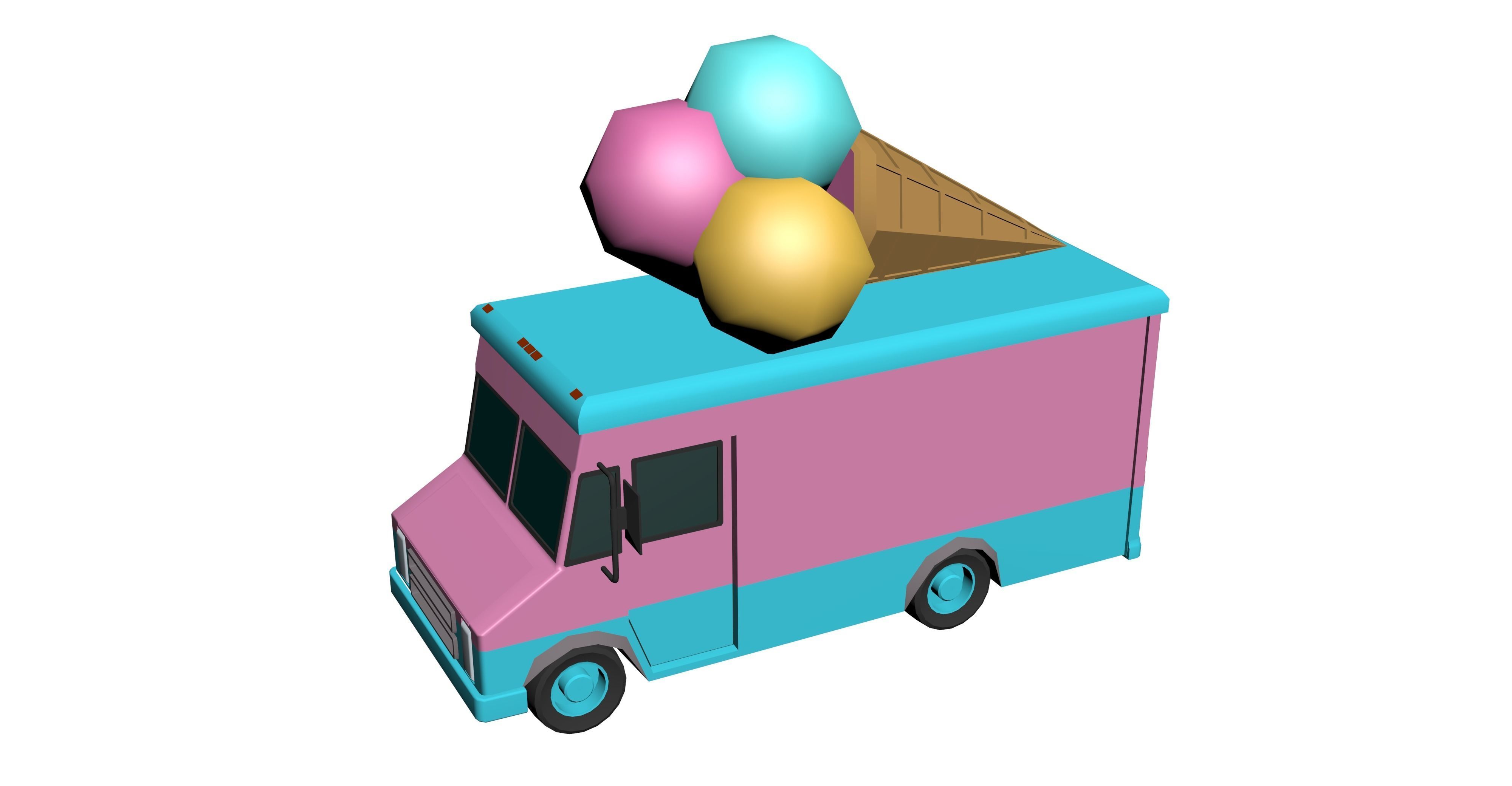 3D model Ice cream truck Hypercasual VR / AR / low-poly | CGTrader