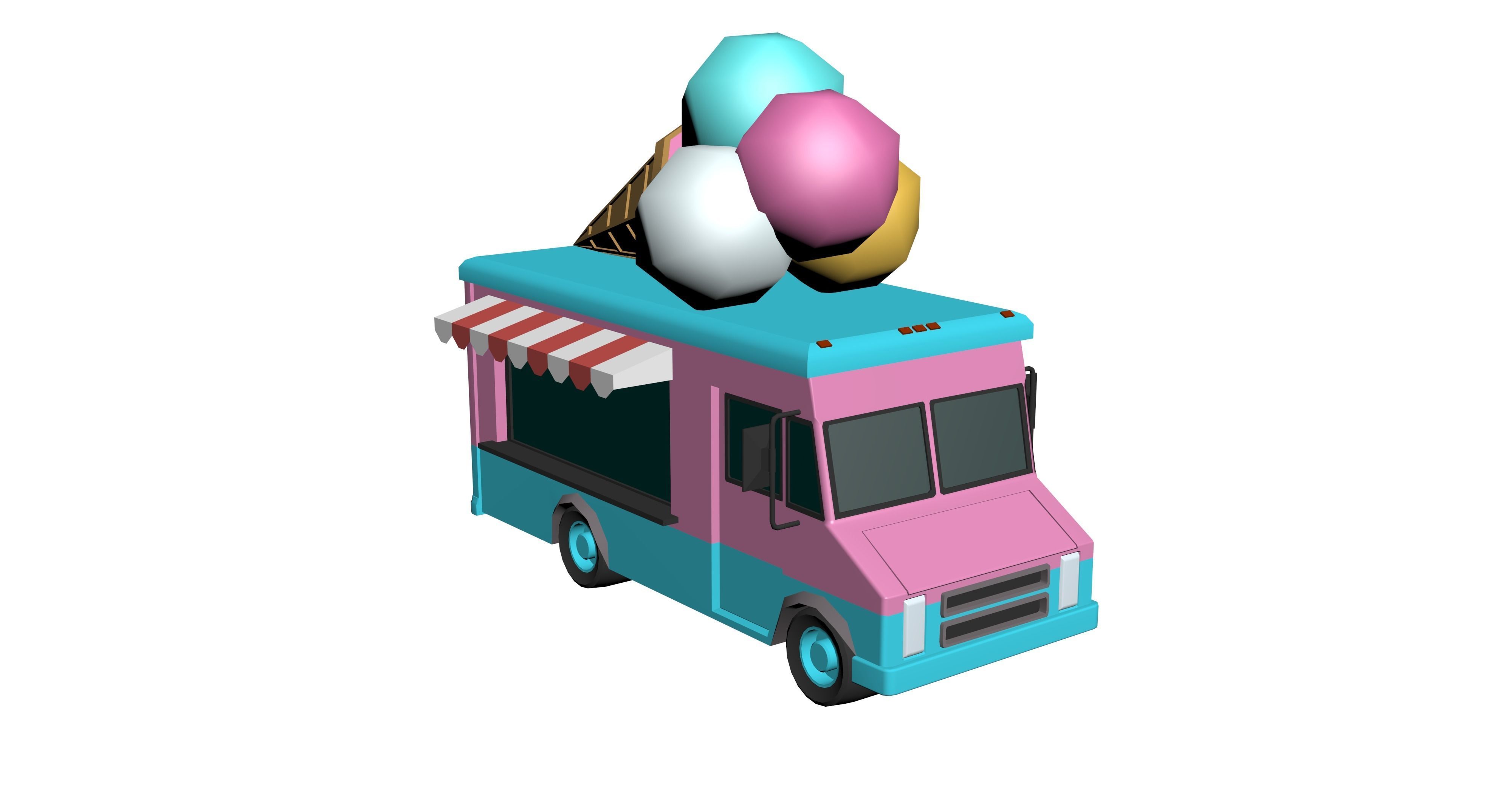 3D model Ice cream truck Hypercasual VR / AR / low-poly | CGTrader