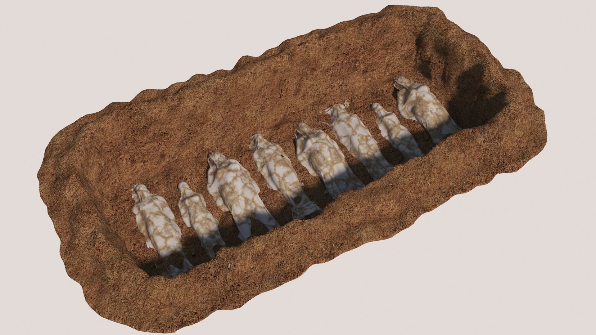 Grave full of corpses body bag 3D model | CGTrader